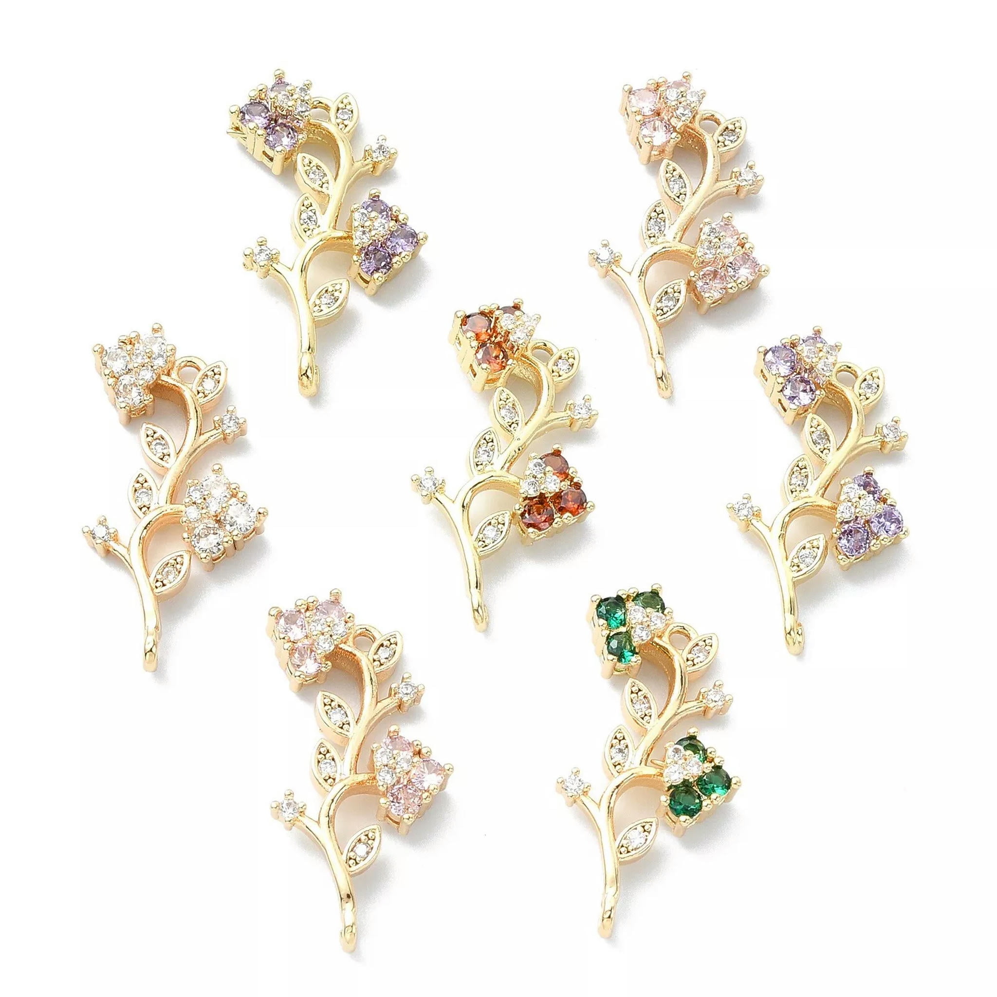 U8MO 10x Gold Glass Flower Rose Links Connector Charms for DIY Jewelry ...