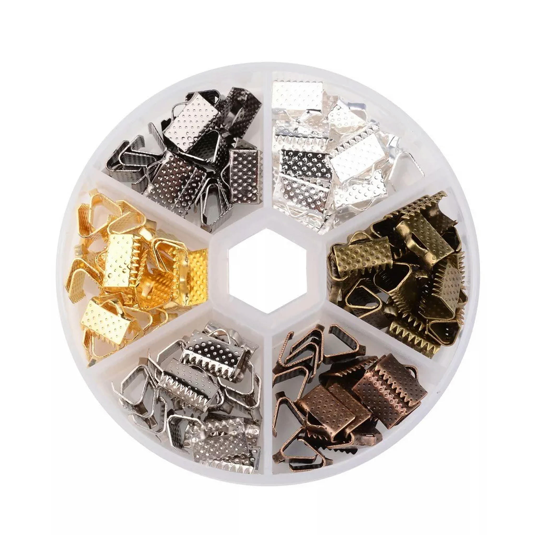 U8MO 120pcs/Box Iron Ribbon Crimp Ends Pinch Clamp 6-Color Cord ...