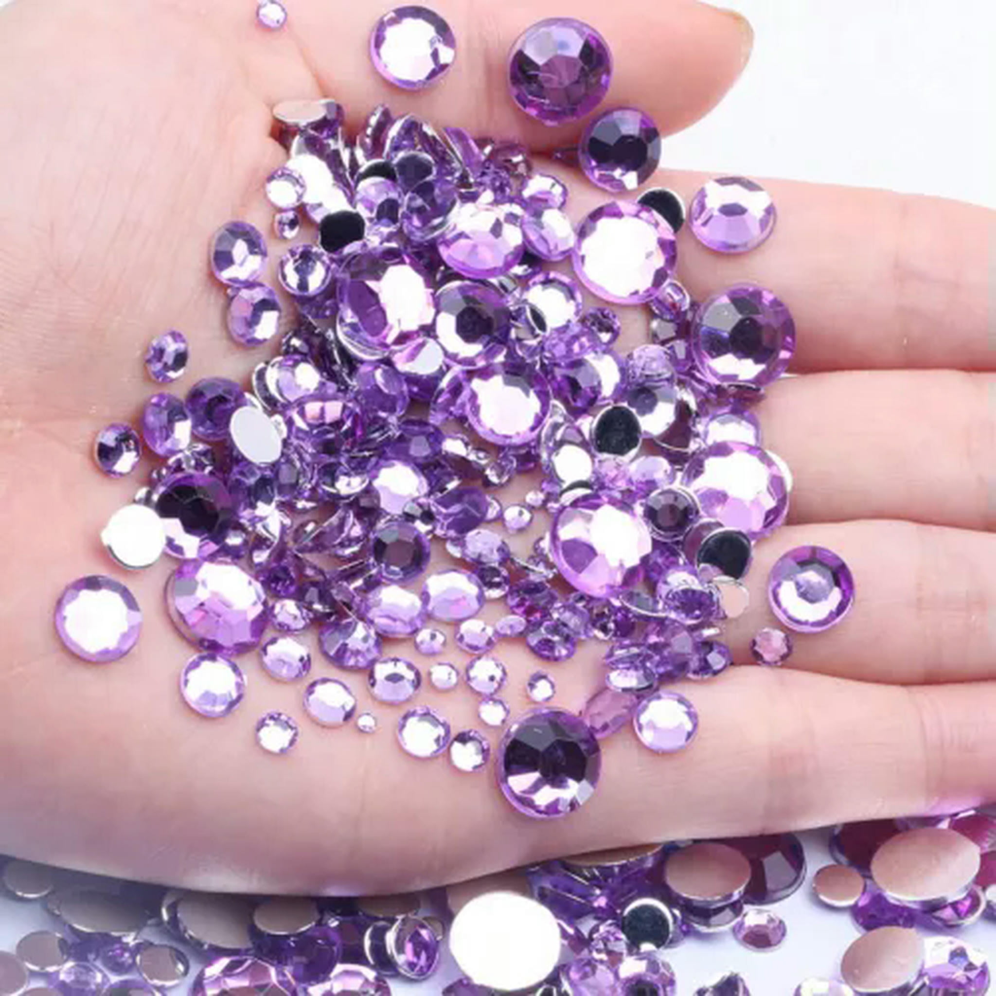 U8MO 1300pcs Mixed Size 3mm-10mm Acrylic Round Diamond Flatback Rhinestone Gems-Purple - Walmart.com