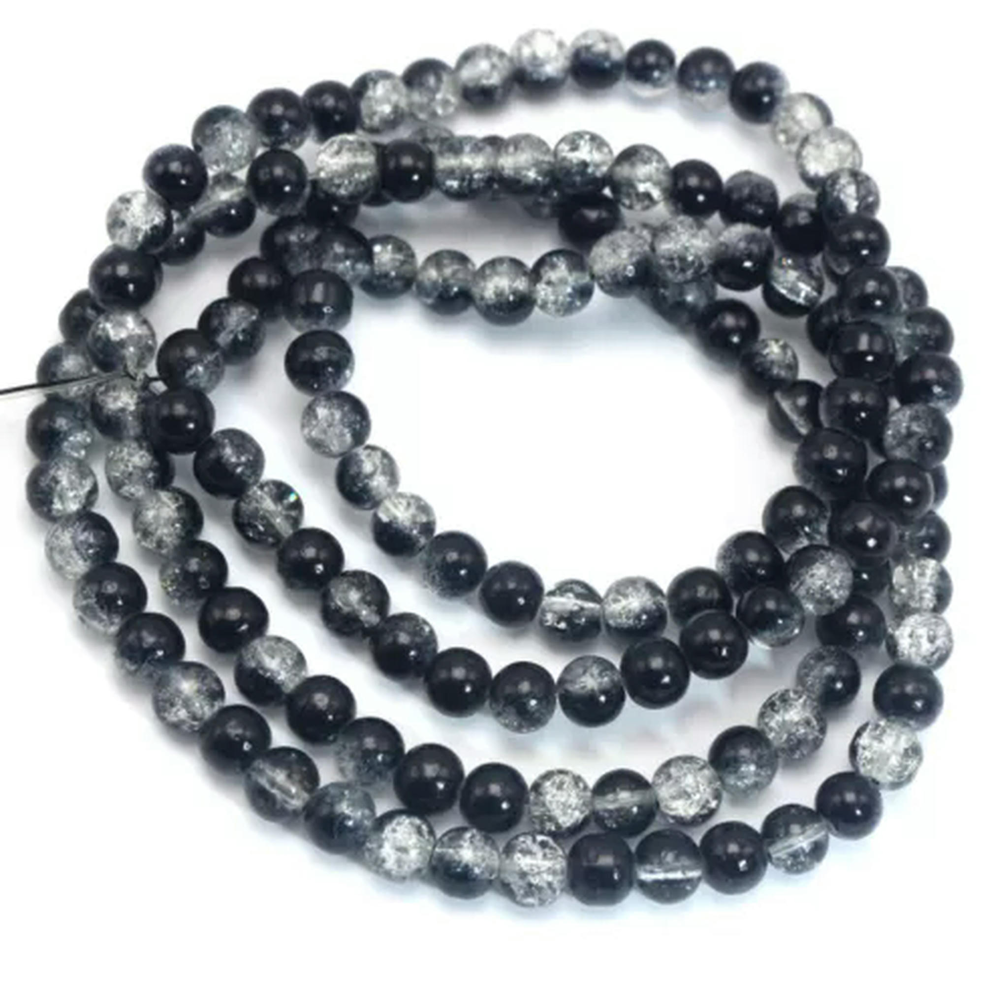 U8MO 140 pcs Crackle Cracked Round Glass Crystal Charm Beads 6mm Craft ...