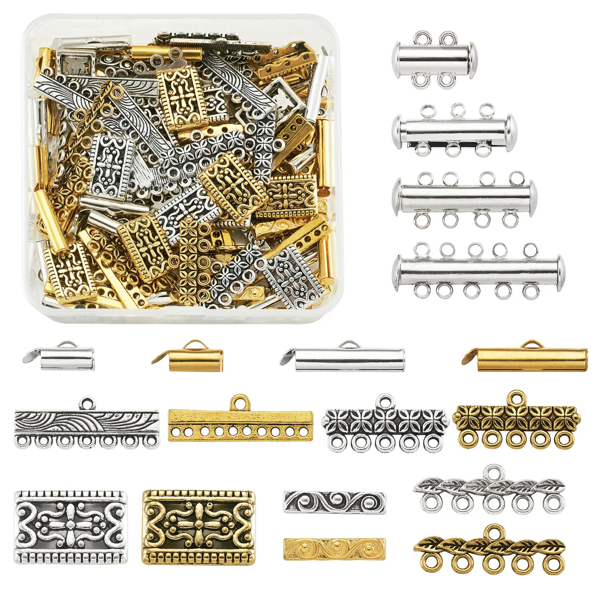 U8MO 148pc Brass Magnetic Slide Lock Clasps Alloy Links /Iron Slide On ...