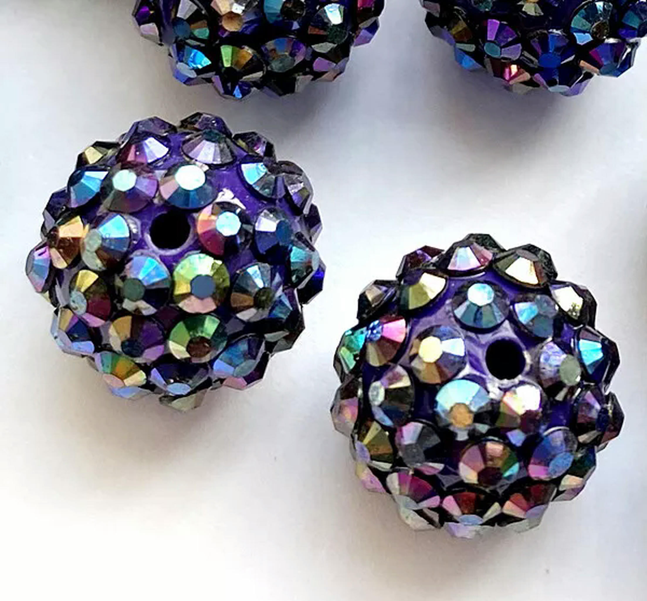 U8MO 14mm Pretty Purple Resin Twinkling Disco Ball AB Crystal Spacer ...
