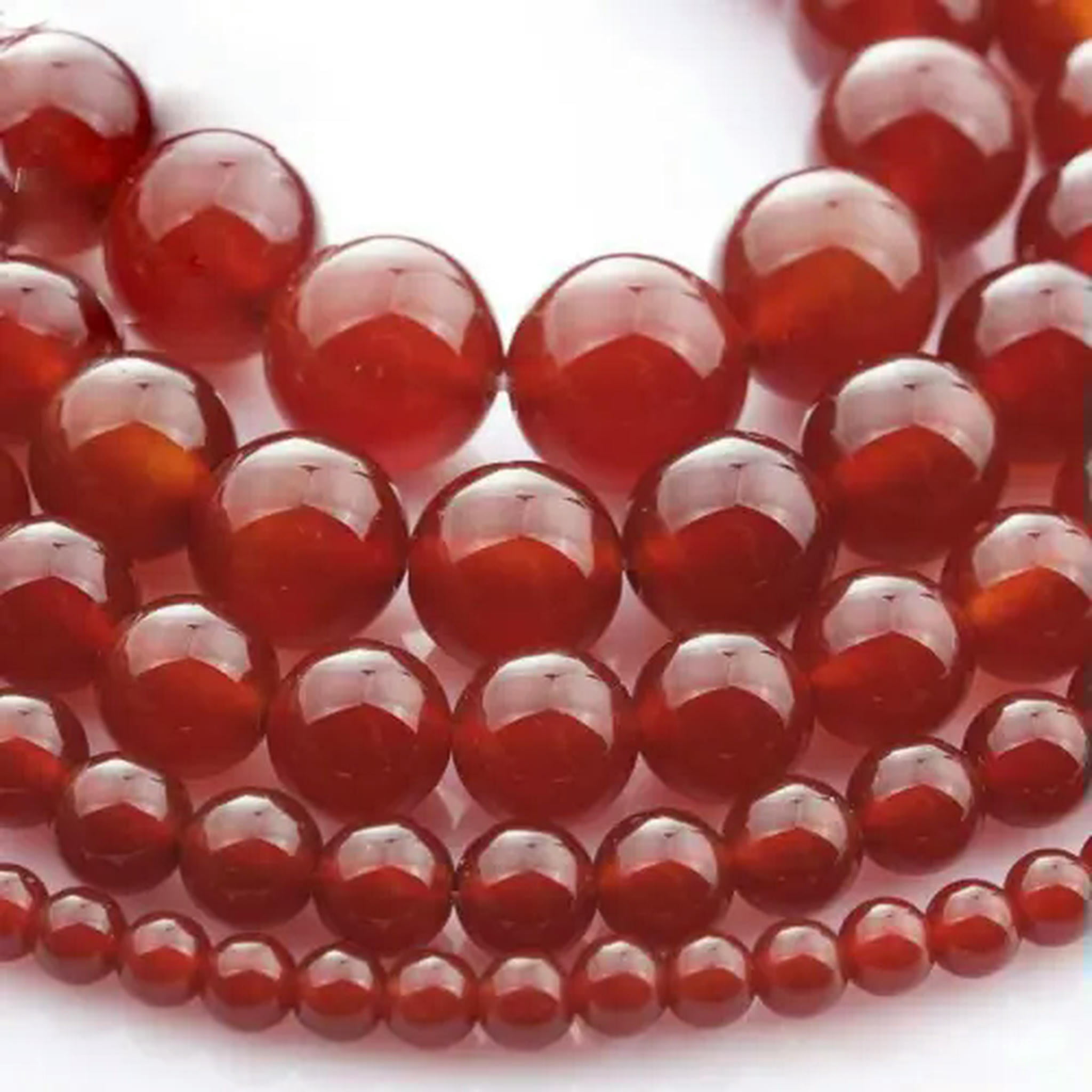 U8MO 15" Strand Natural Stone Rock Gemstone Round Beads 4mm 6mm 8mm 10mm 12mm-Red Agate-4mm ...