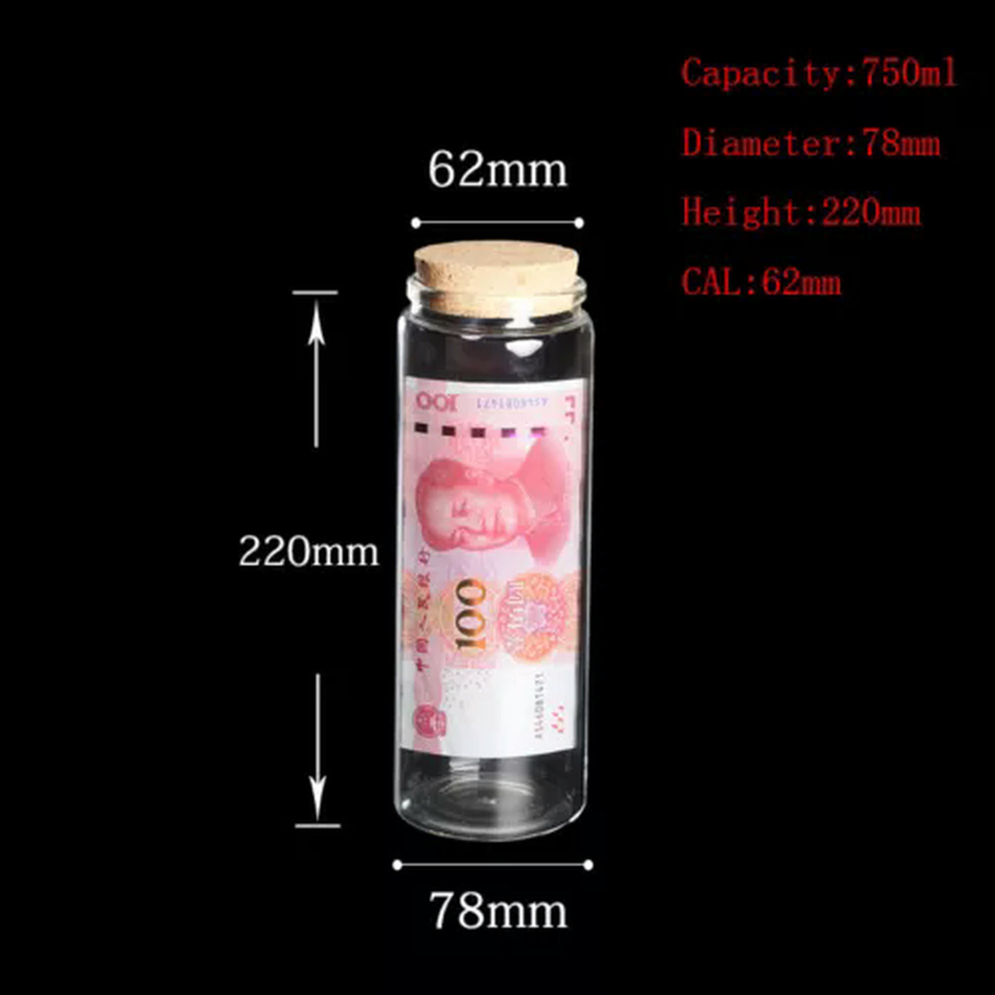 U8MO 150ml~1000ml Glass Vial Jars Test Tube Bottle Crafts Seal Pot ...