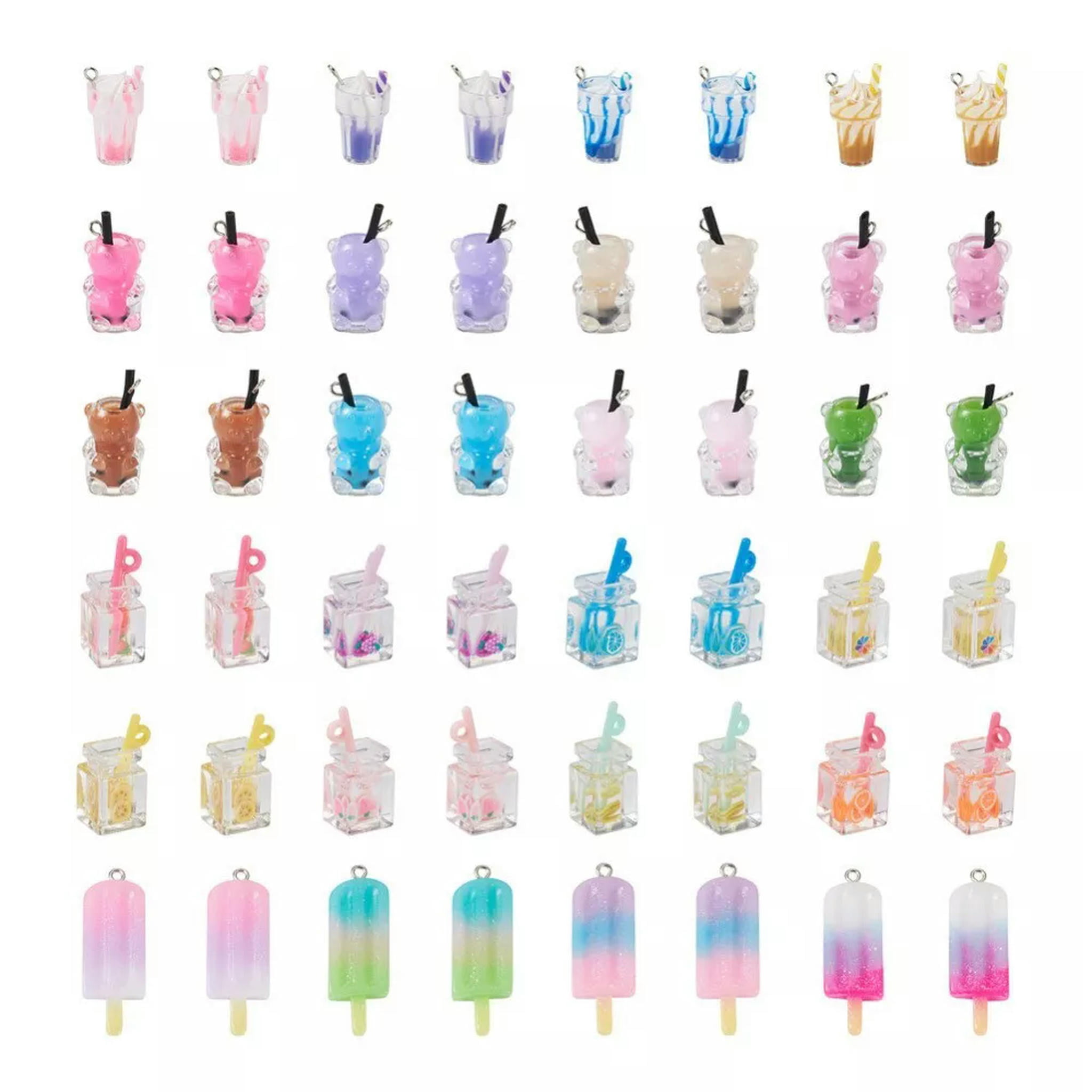 U8MO 1Box Bubble Tea Boba Milk Tea Ice Cream Transparent Resin Pendants ...