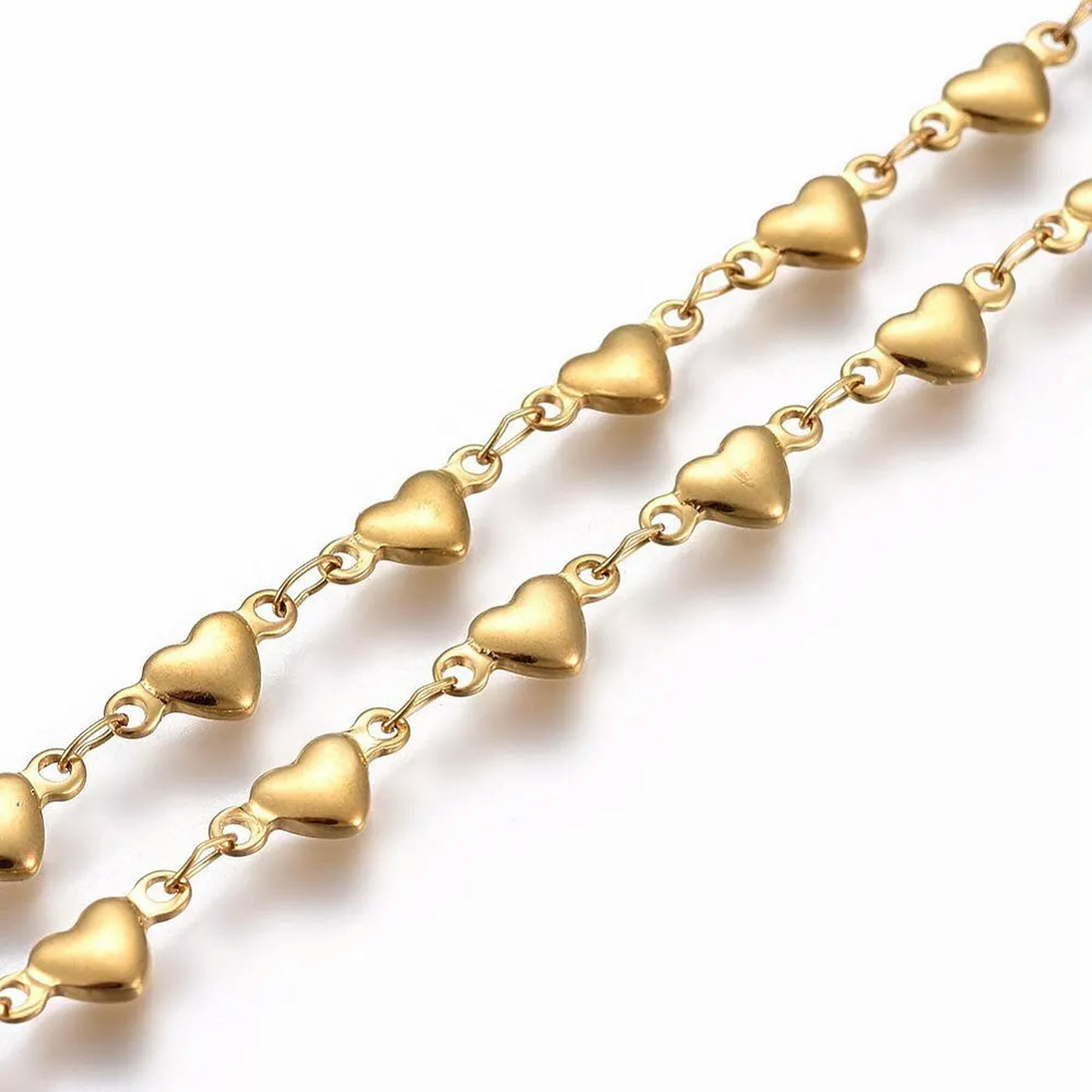 U8MO 1M 304 Stainless Steel Heart Link Chains Cable Soldered Jewelry ...