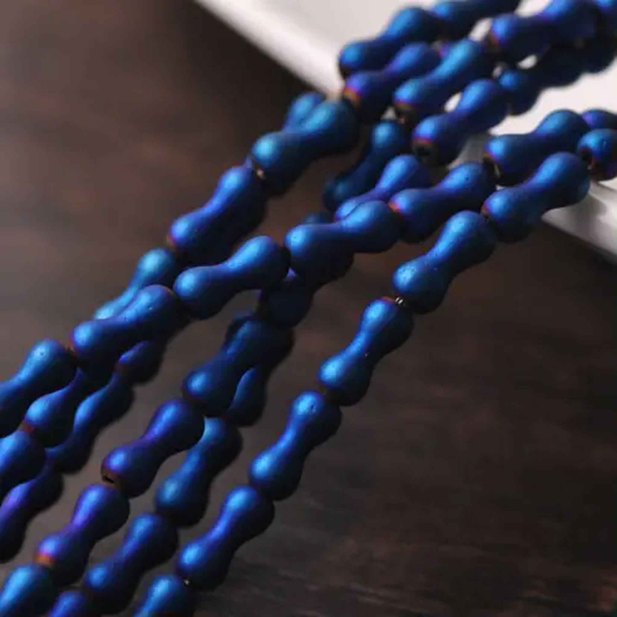 U8MO 1Strand 22inch Bone Shape Crystal Glass Loose Spacer Beads DIY Jewelry Making-#22 Dull Blue ...