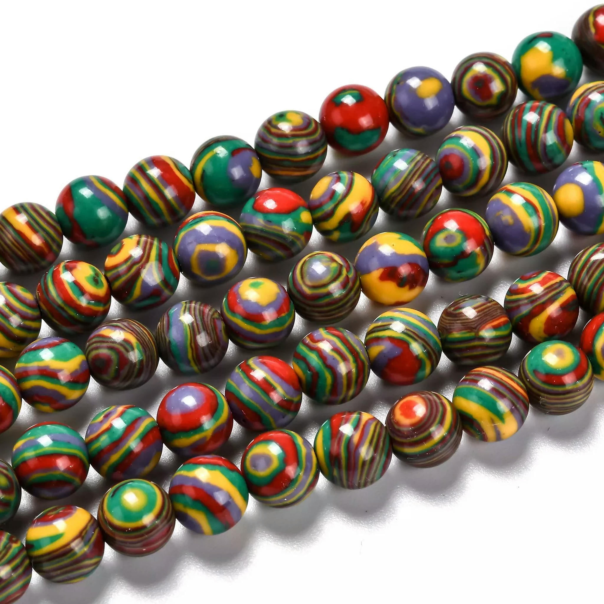 U8MO 1Strand Dyed Round Colorful Synthetic Malachite Beads Strands ...