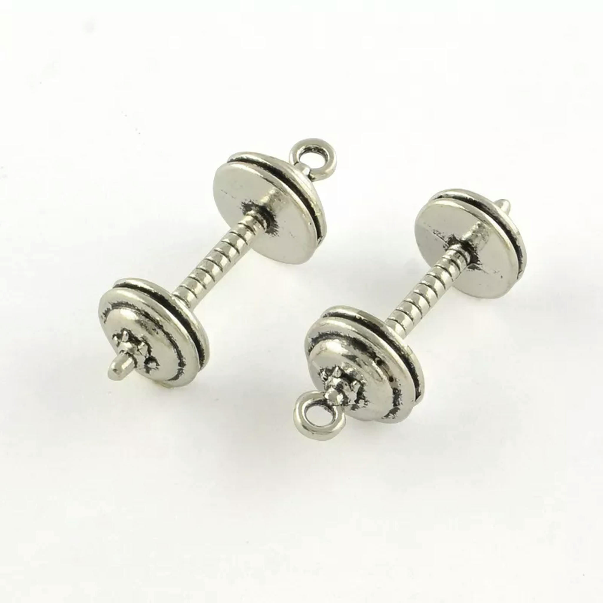 U8MO 2 Barbell Charms Dumbell Pendants Weight Lifting Gym Silver Ox ...
