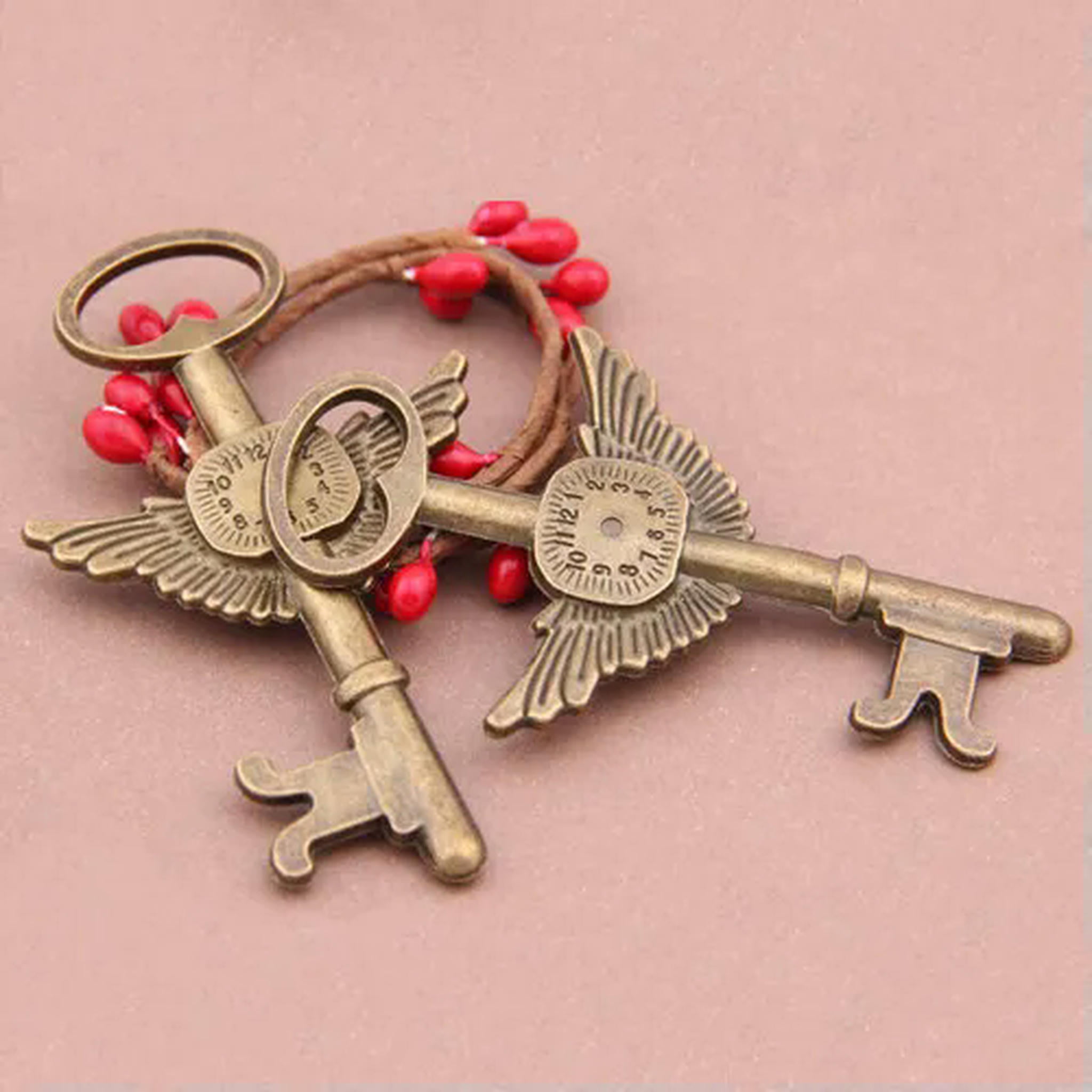 U8MO 2 Flying Key Pendants Antiqued Bronze Skeleton Keys Steampunk ...