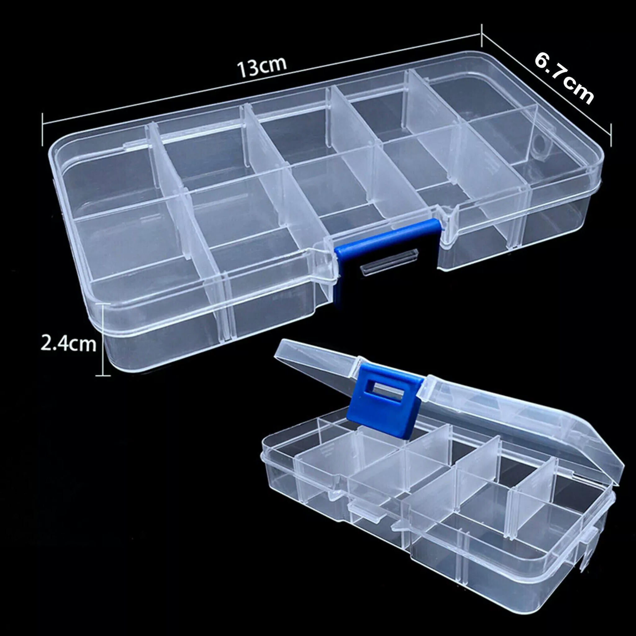 U8MO 2 Pack Plastic Jewelry Organizer 10 Grids Earring Beads Storage ...