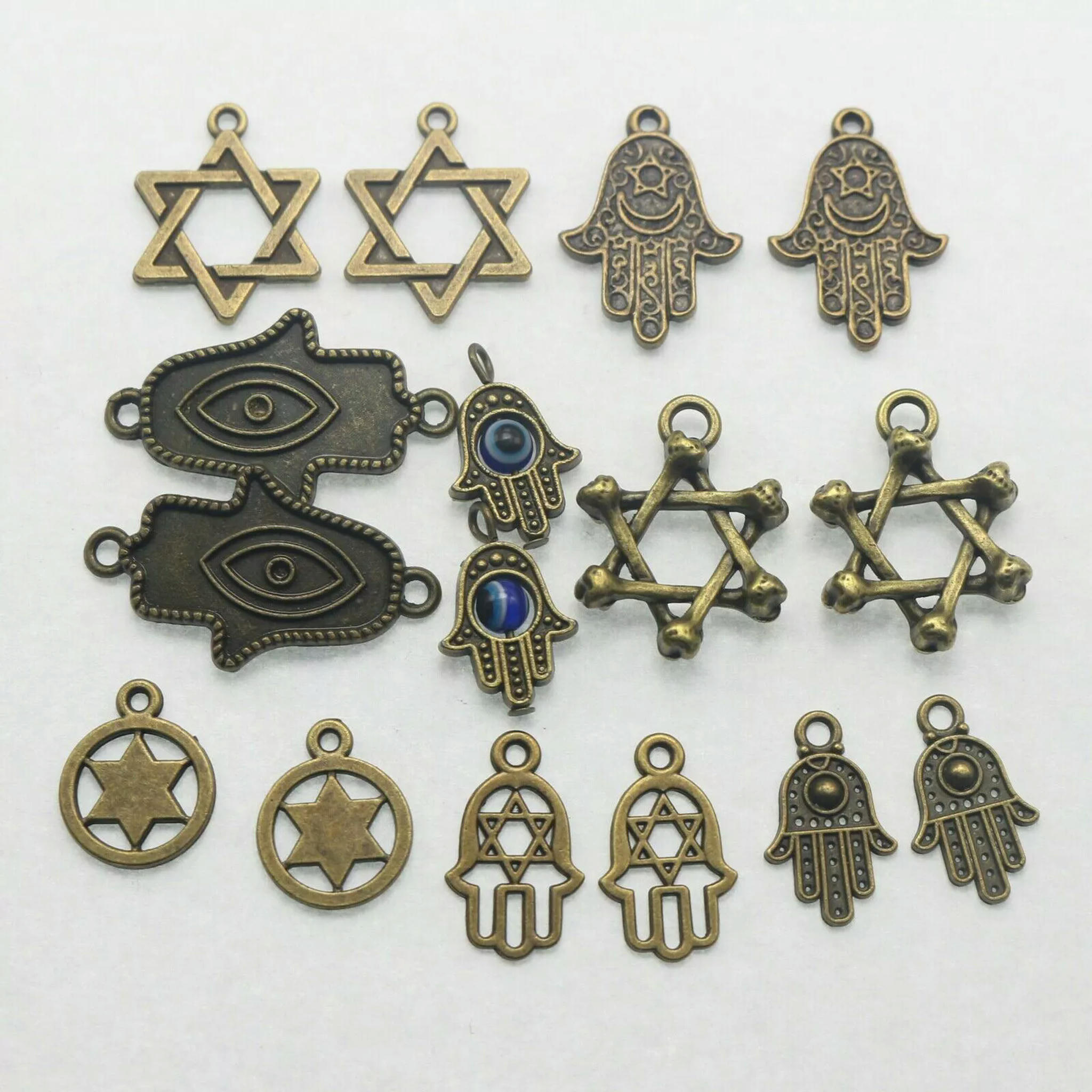 U8MO 20 Assorted Bronze Kabbalah EVIL EYE Hamsa Hand "Star of David ...