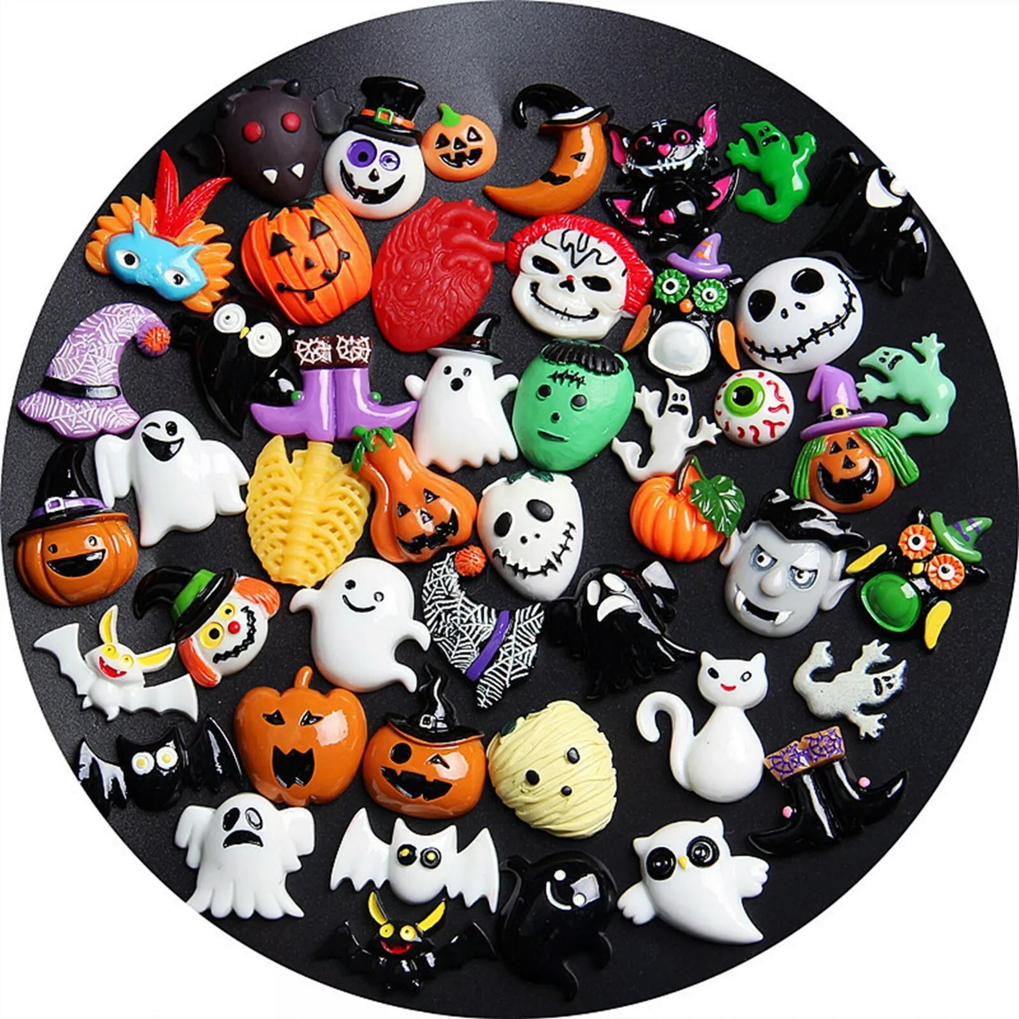 U8MO 20 Assorted Halloween Ghost Skull Cabochons Flatback Charms ...