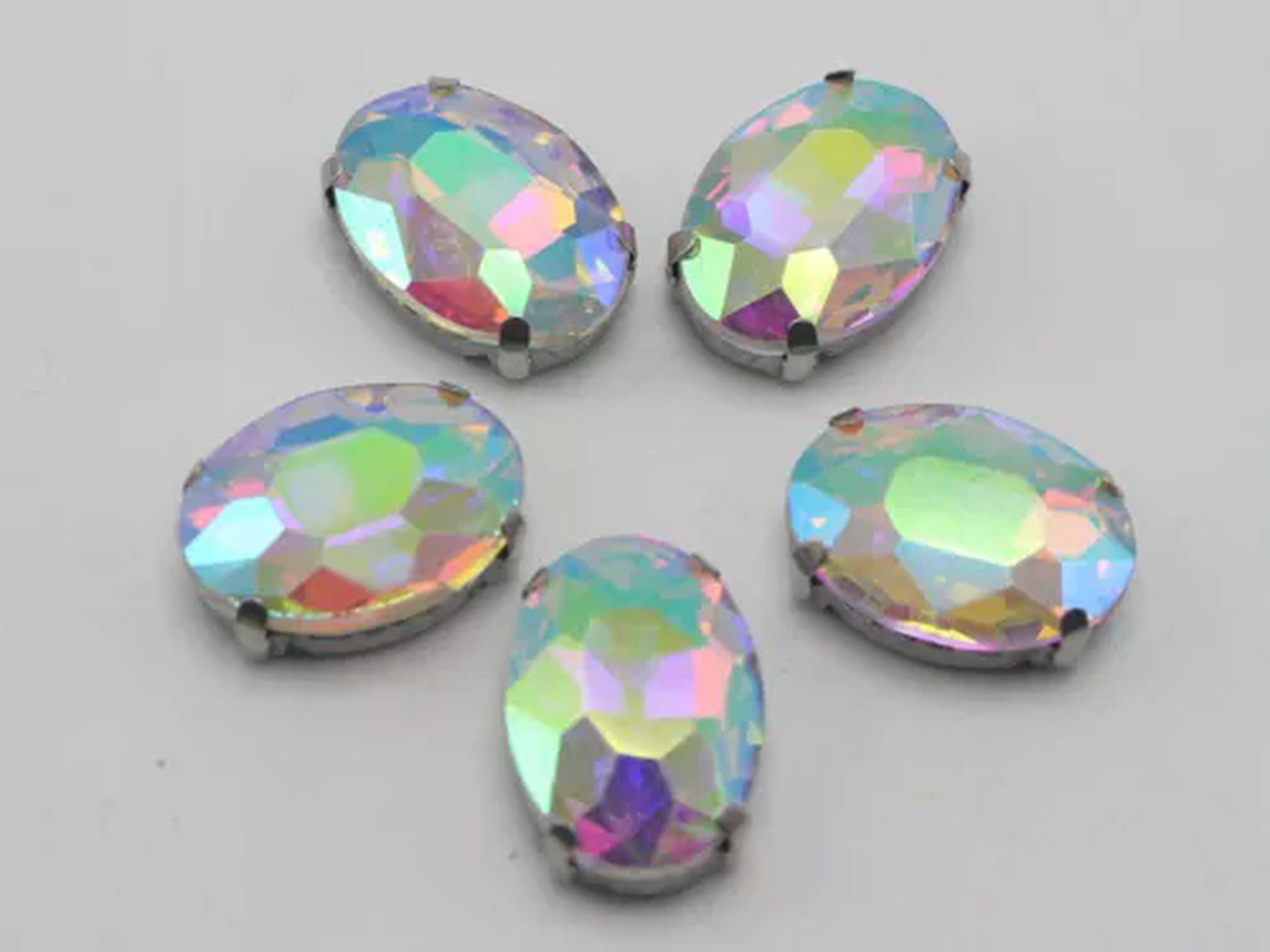 U8MO 20 Crystal Glass Oval Sewing Rhinestones Rose Montees Beads ...