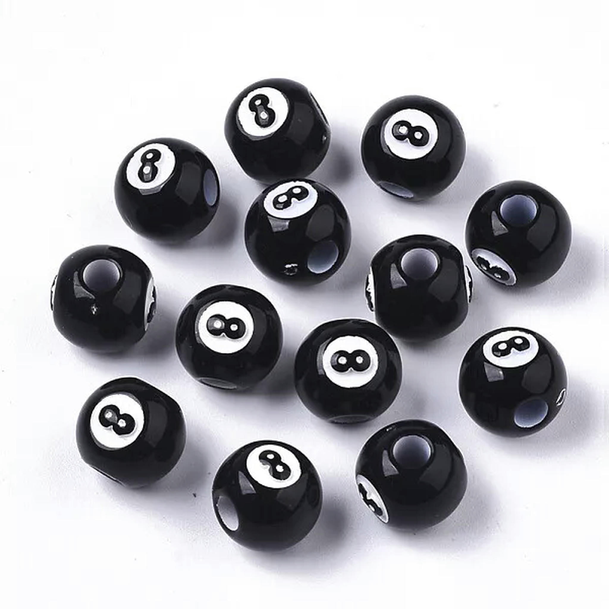 U8MO 20 Eight Ball Beads Black Billiards Ball 8 Acrylic Pool Shooting ...