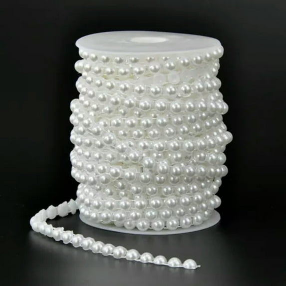 U8MO 20 Meters Acrylic Flatback Pearl Bead 8mm Chain Garland Trims ...
