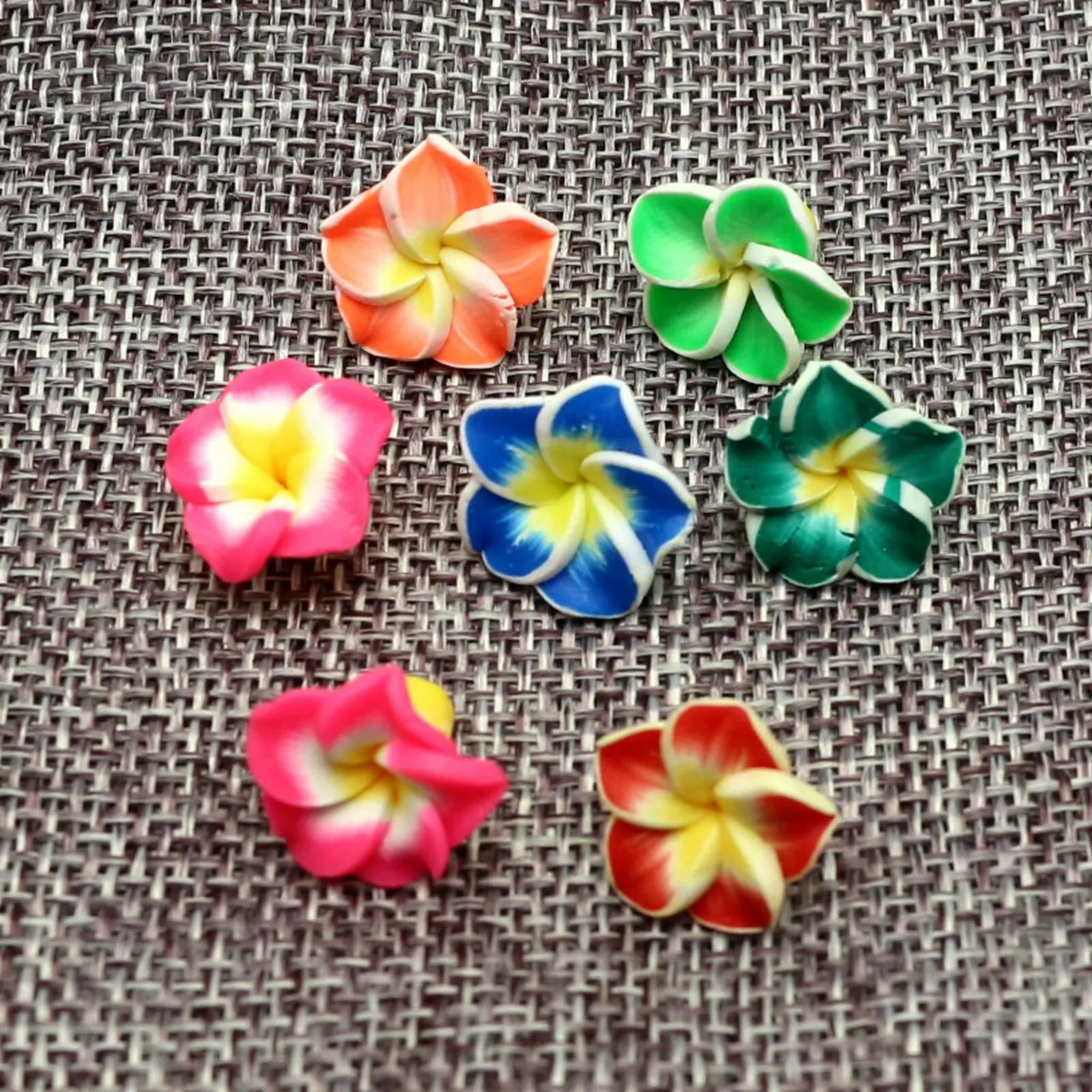 U8MO 20 Mixed Color Plumeria Rubra Flower Polymer Clay Flatback Beads ...