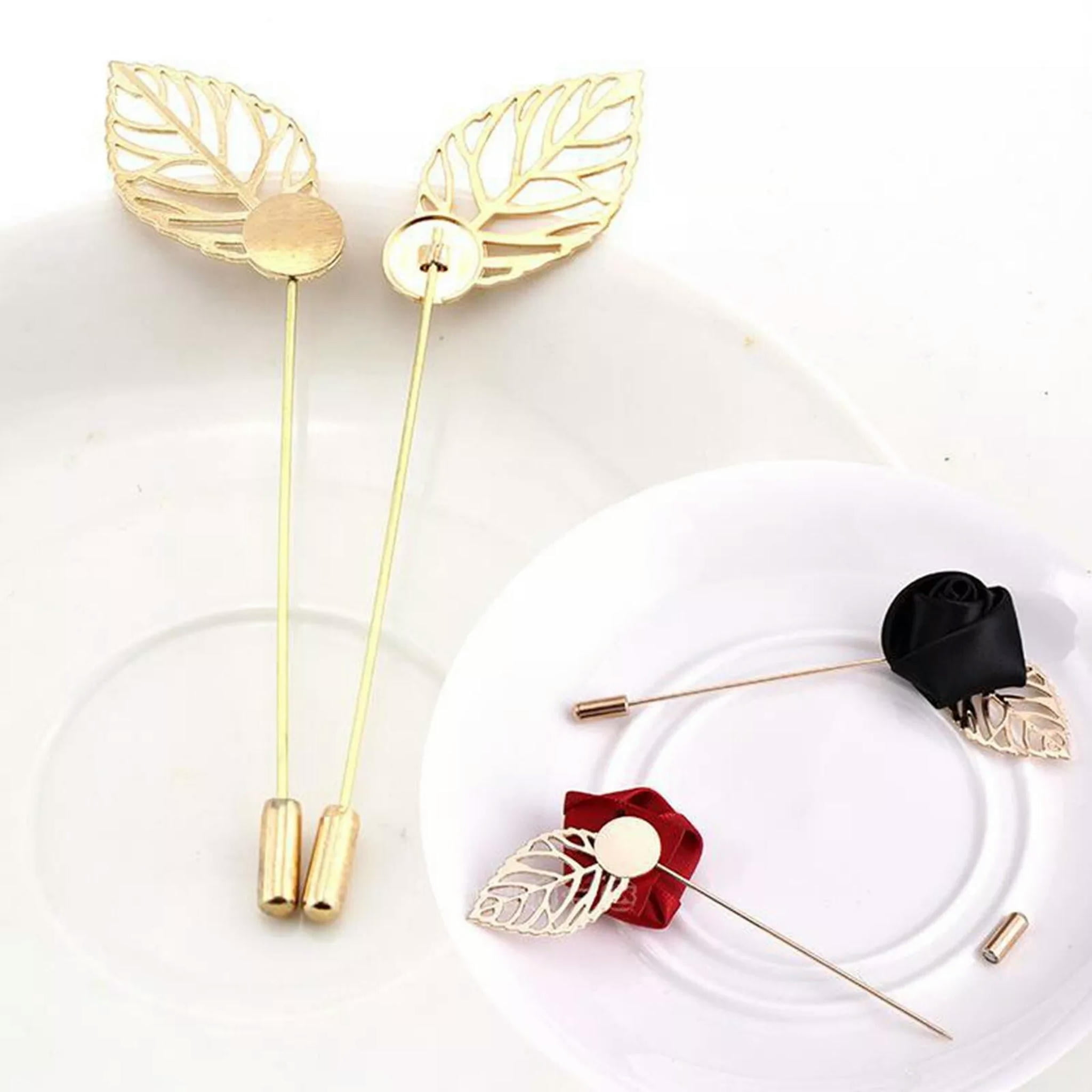 U8MO 20 Pcs Golden Leaf Clutch Stick Pin Lapel Stick Brooch Suit Badge ...