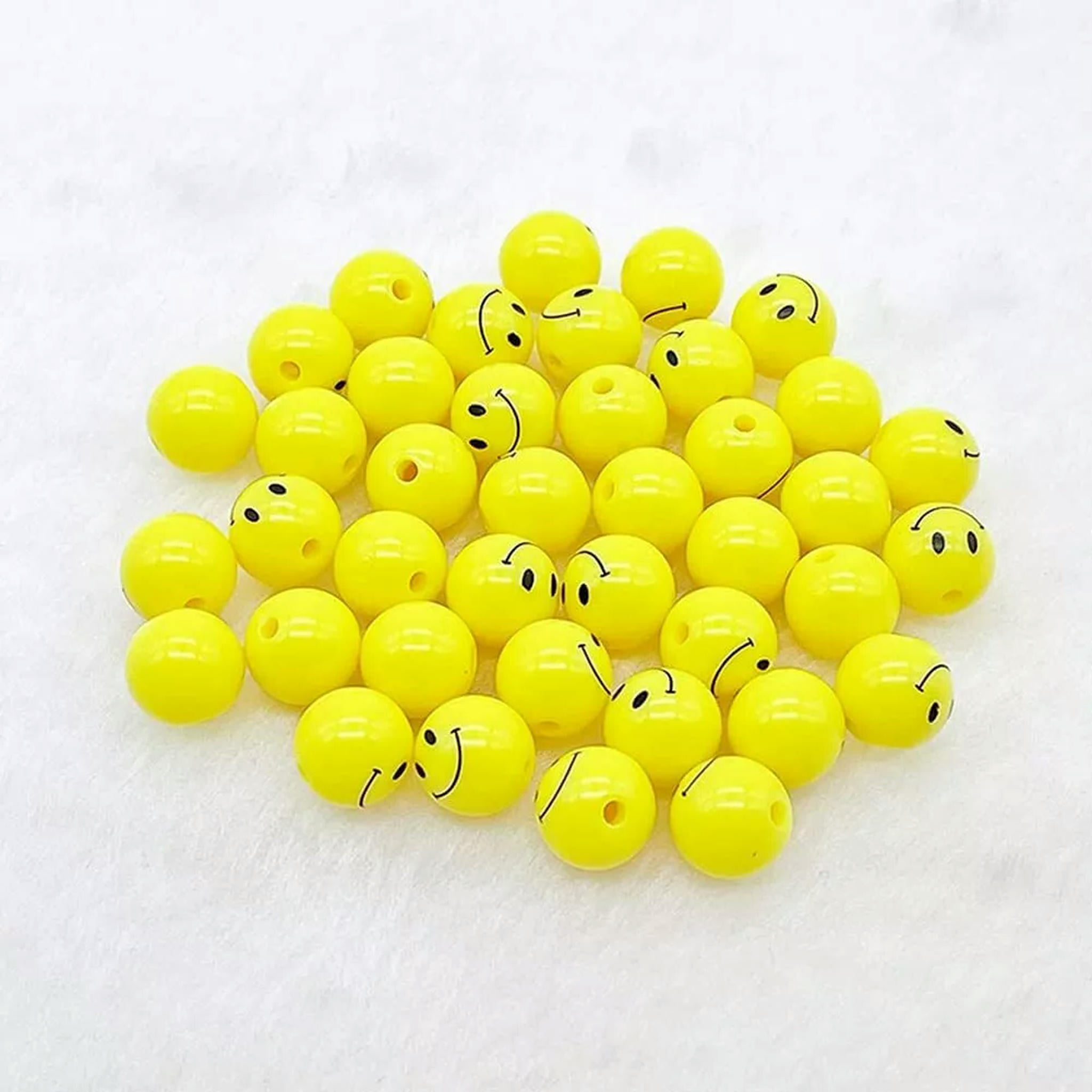 U8MO 20 Smiley Face Beads Yellow Happy FaceJewelry Supplies Emoji ...