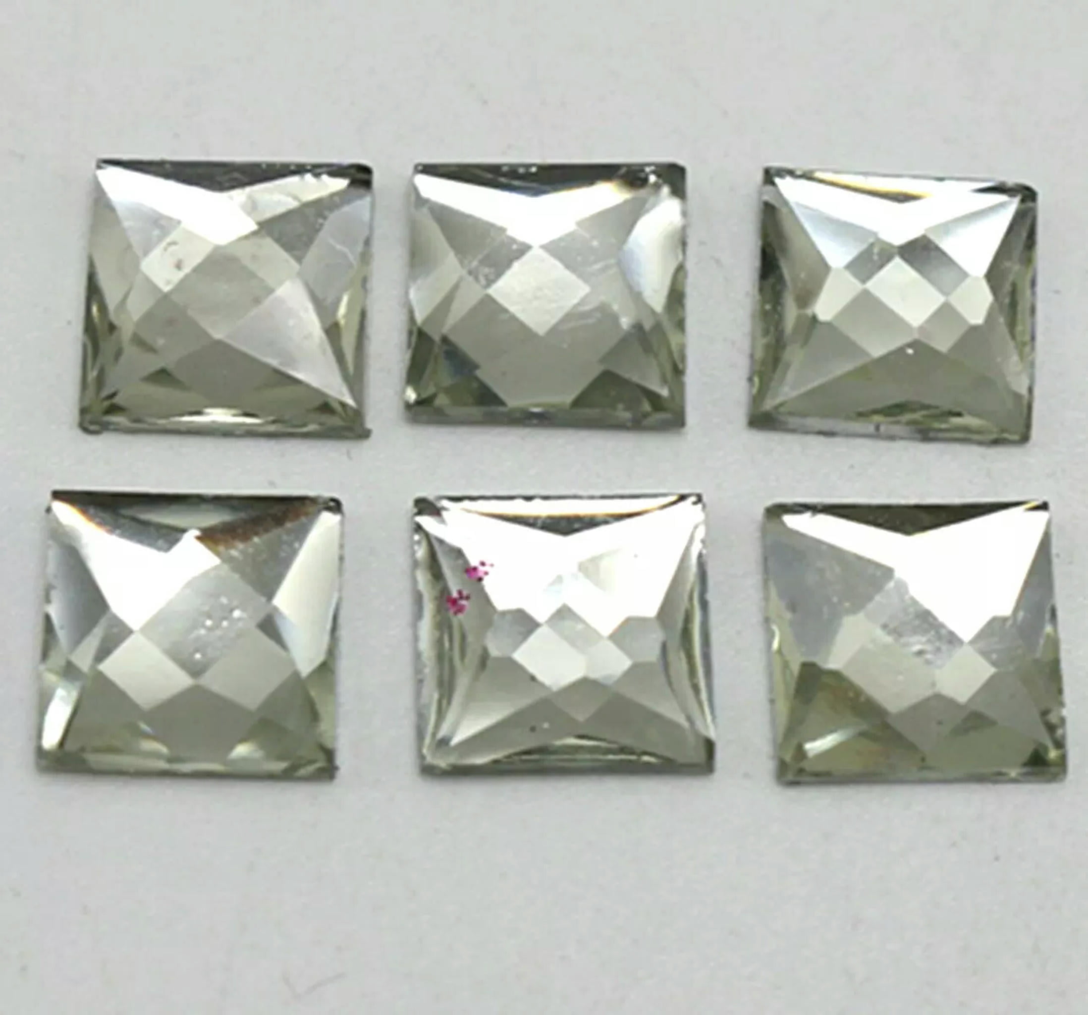 U8MO 200 Clear Acrylic Flatback Faceted Square Rhinestone Gems 10X10mm ...
