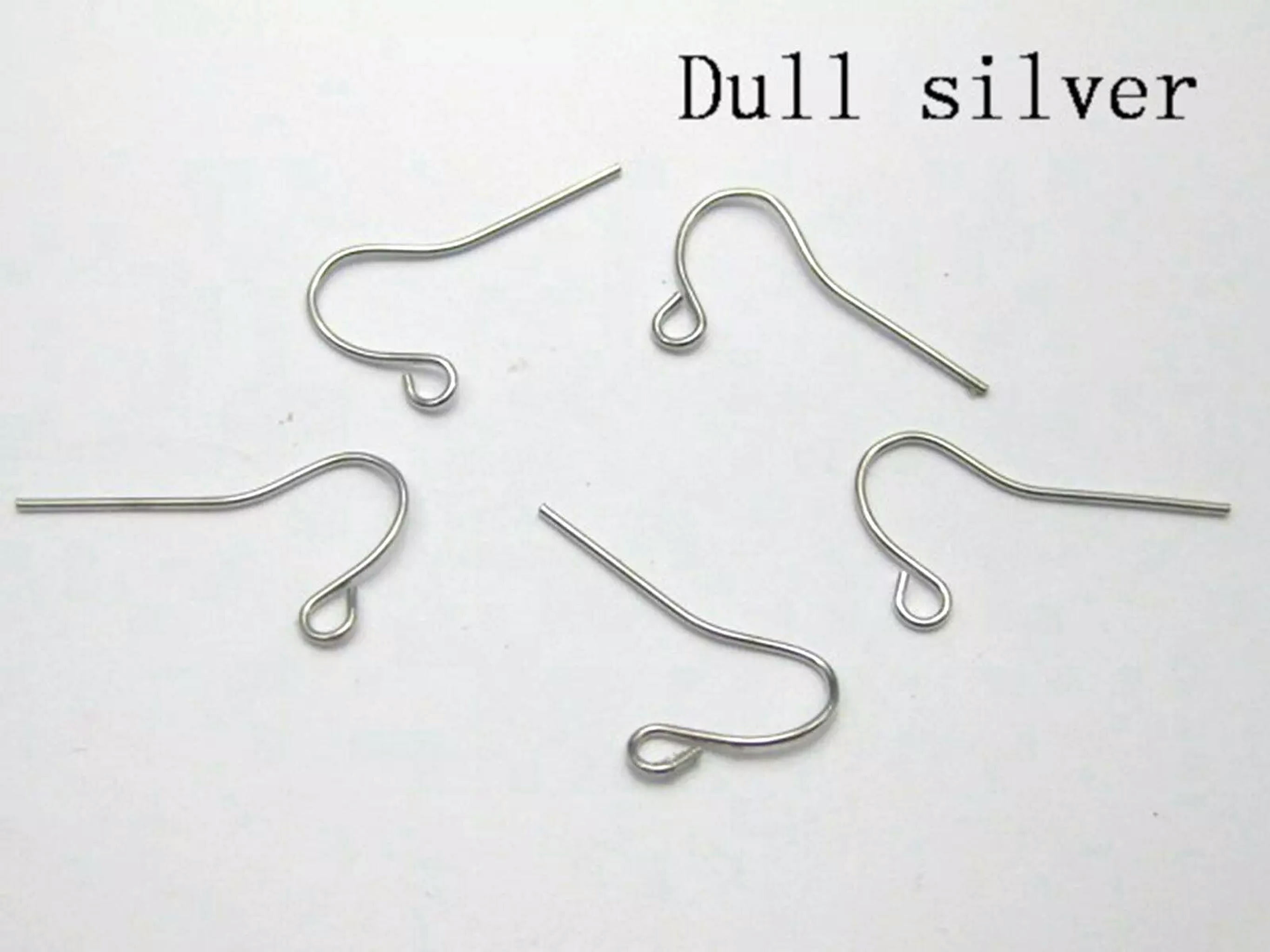 U8MO 200 Dull Silver Tone Simple Earring Fish Hook Ear Wire French Hook ...
