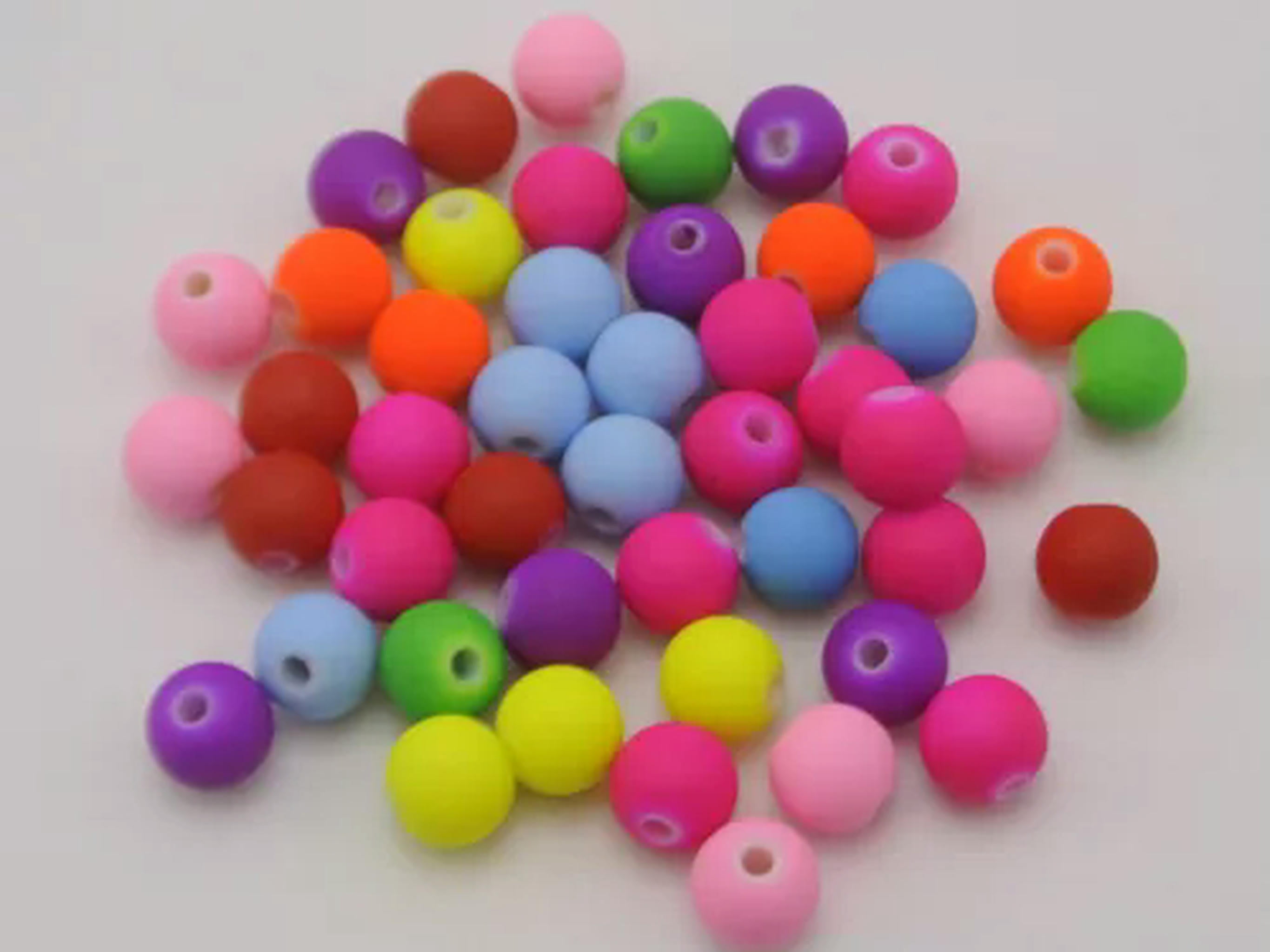 U8MO 200 Fluo Neon Beads Acrylic Round Beads 8mm(0.32") Rubber Tone ...