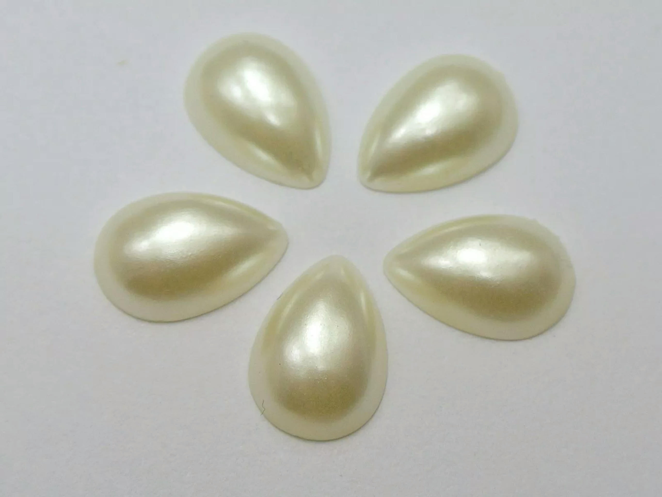 U8MO 200 Ivory Tear Drop Half Pearl Bead 10X14mm FlatBack Cabachons ...