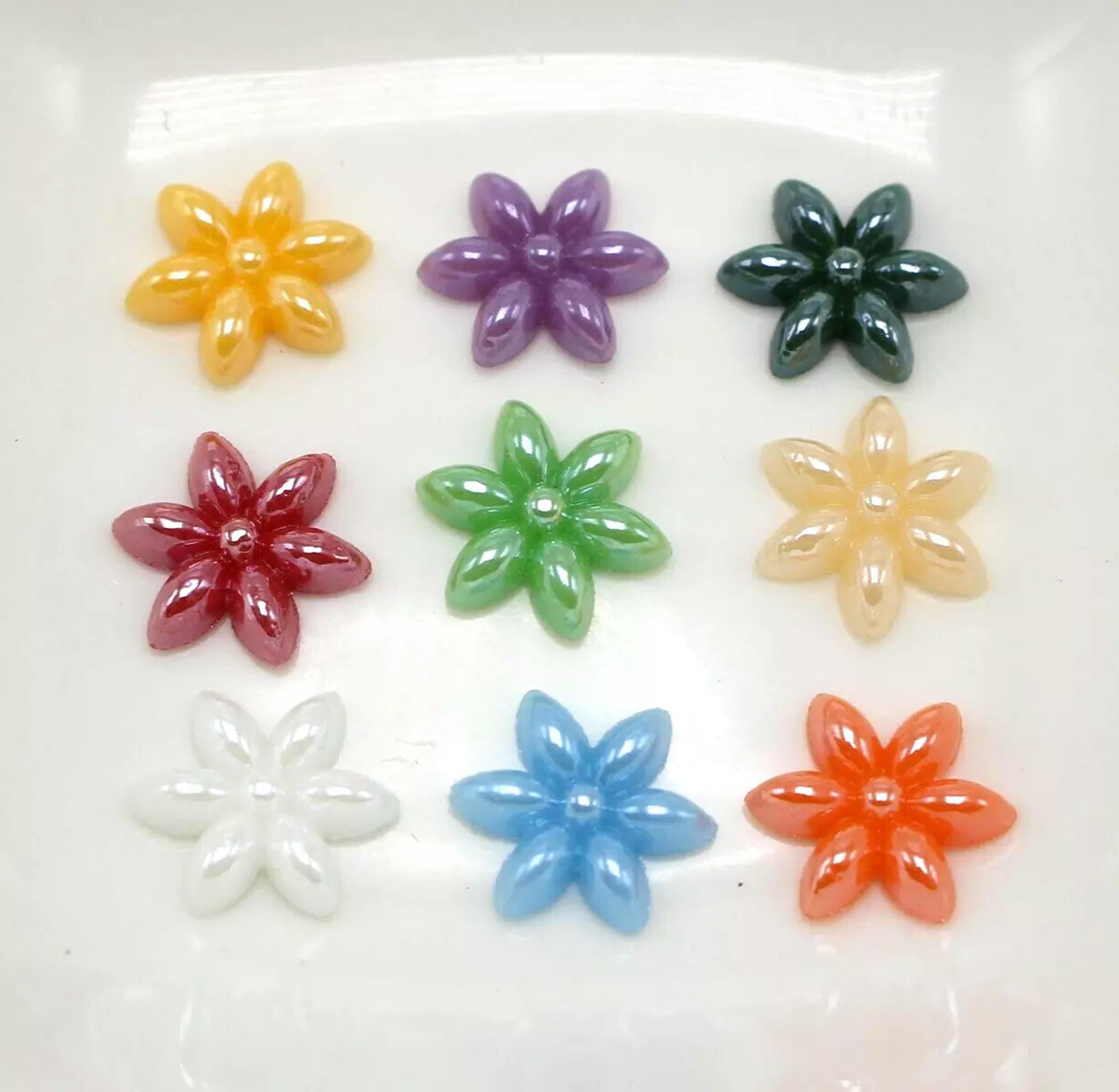 U8MO 200 Mixed Color 6-Petal Flower Flatback Ceramic Cabochon 10mm Tiny ...