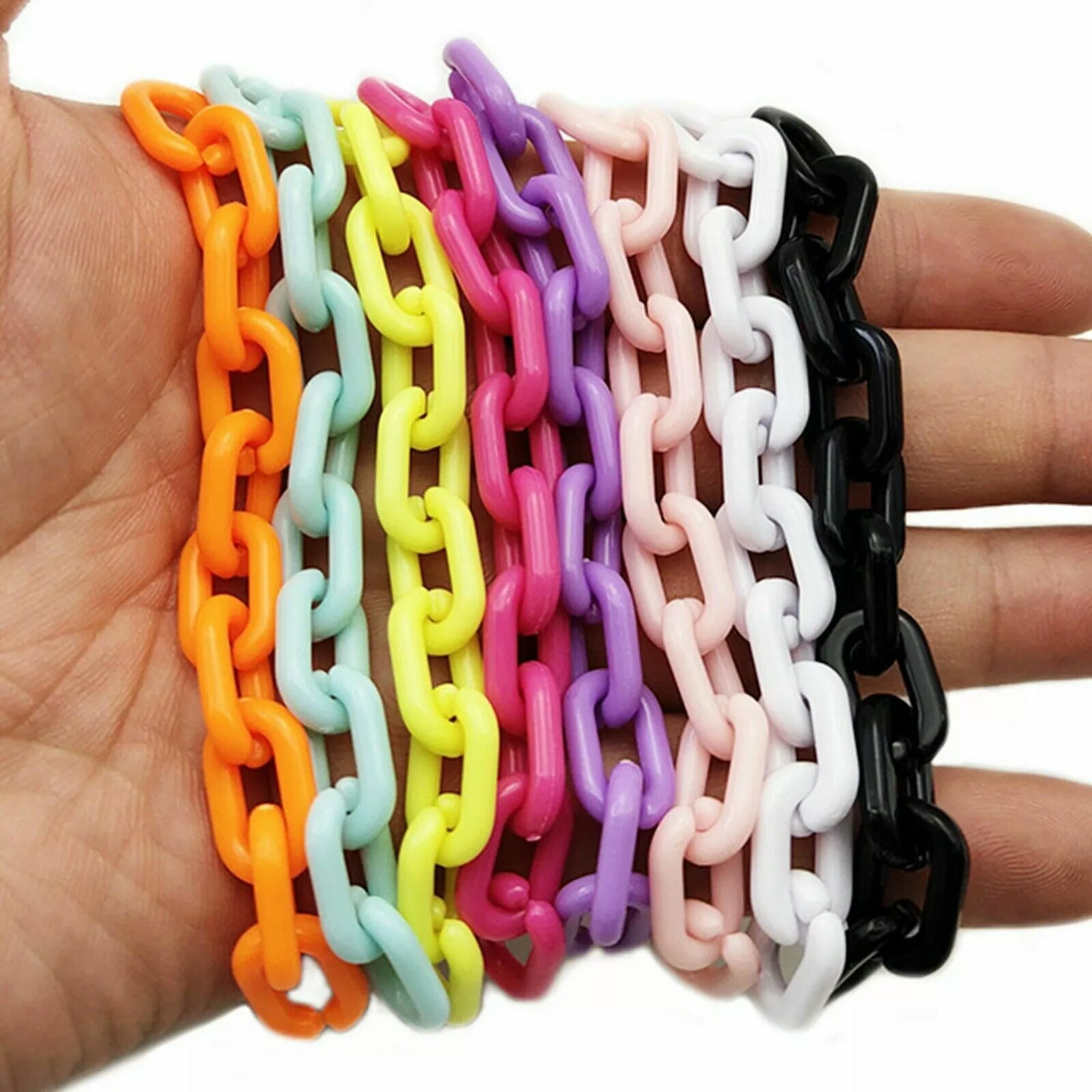 U8MO 200 Mixed Color Acrylic Oval Linking Rings Open Chain Beads ...