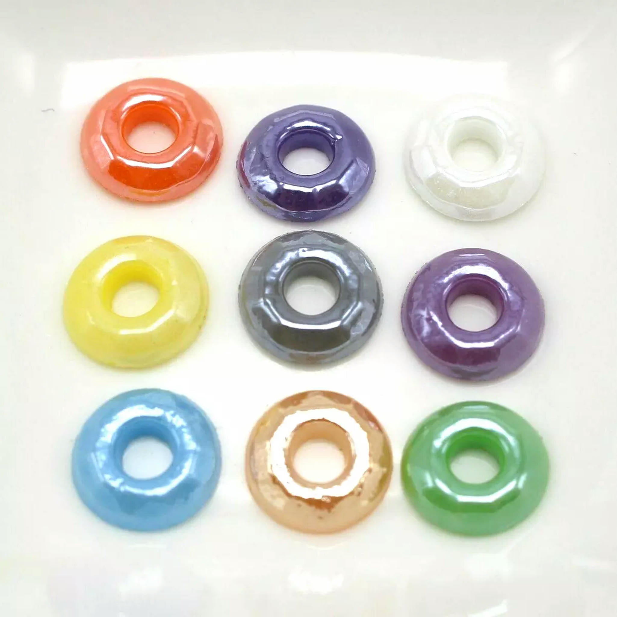 U8MO 200 Mixed Color Round Donut Flatback Glass Ceramic Cabochon 10mm ...
