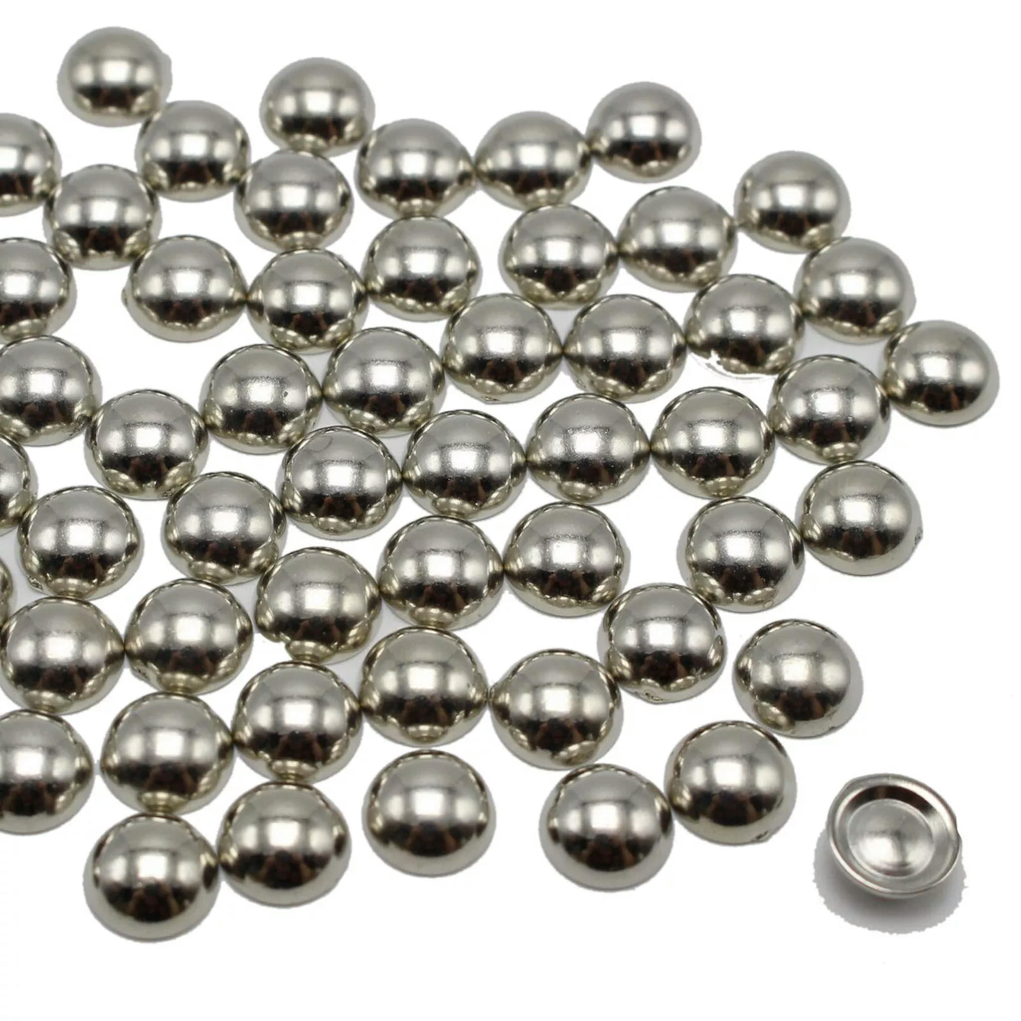 U8MO 200 Silver Tone Acrylic Round Dome Studs 8mm No Hole Cell Phone ...