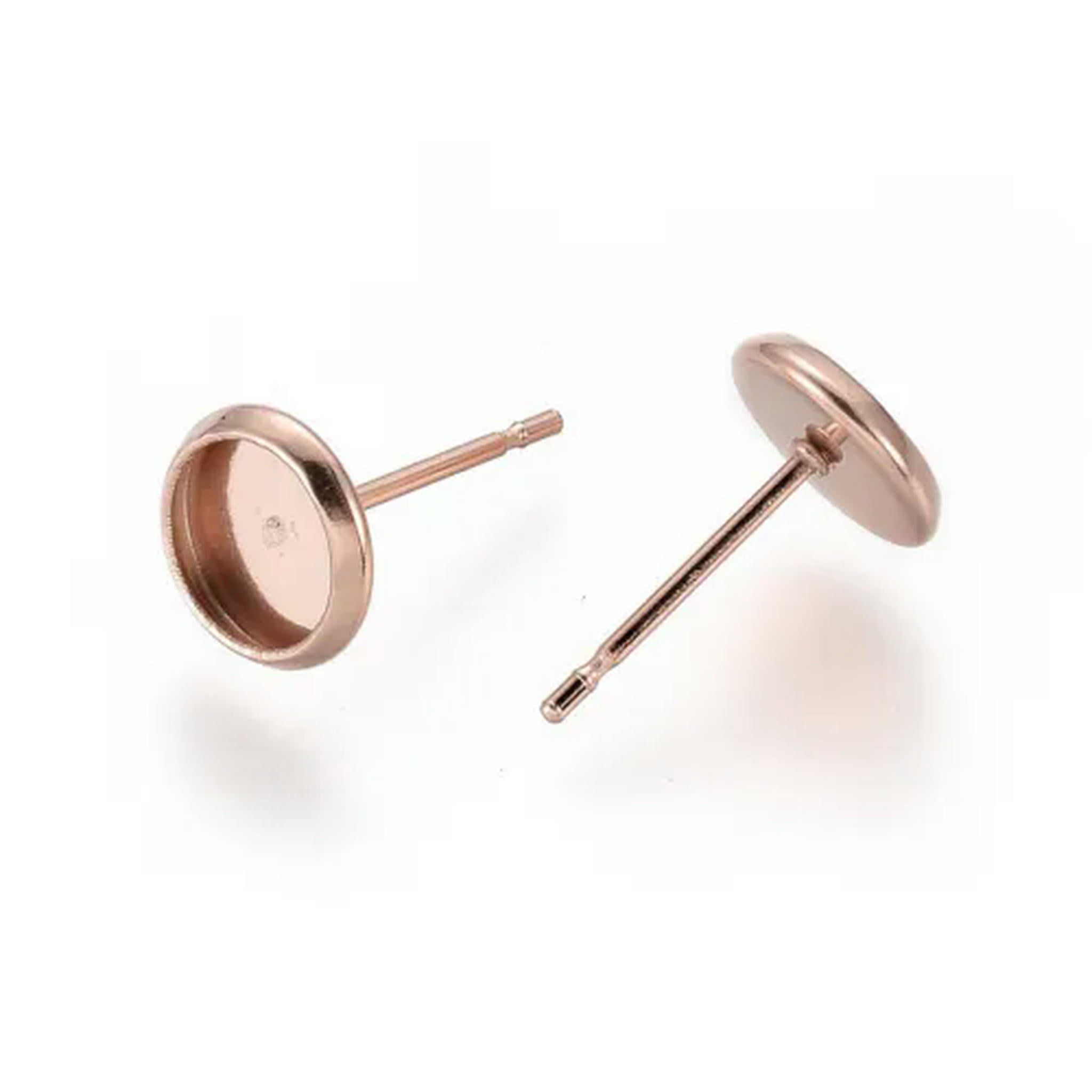 U8MO 200 pcs Flat Round 304 Stainless Steel Stud Earring Settings Tray ...