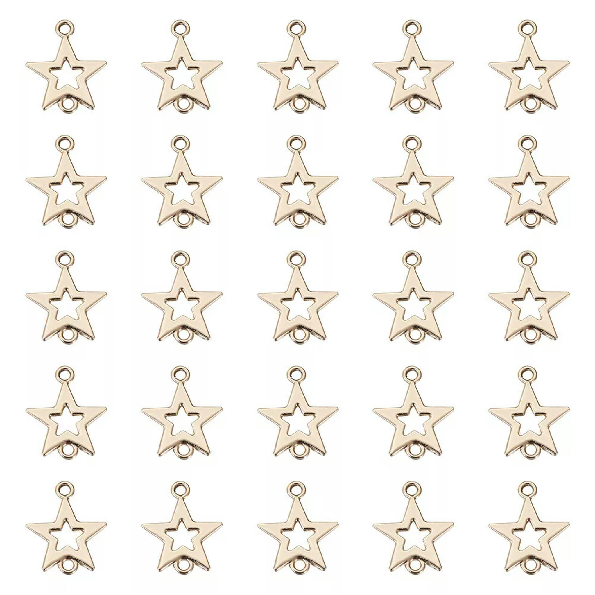 U8MO 200pcs Light Gold Star Alloy Links Connectors Metal Hang Dangle ...