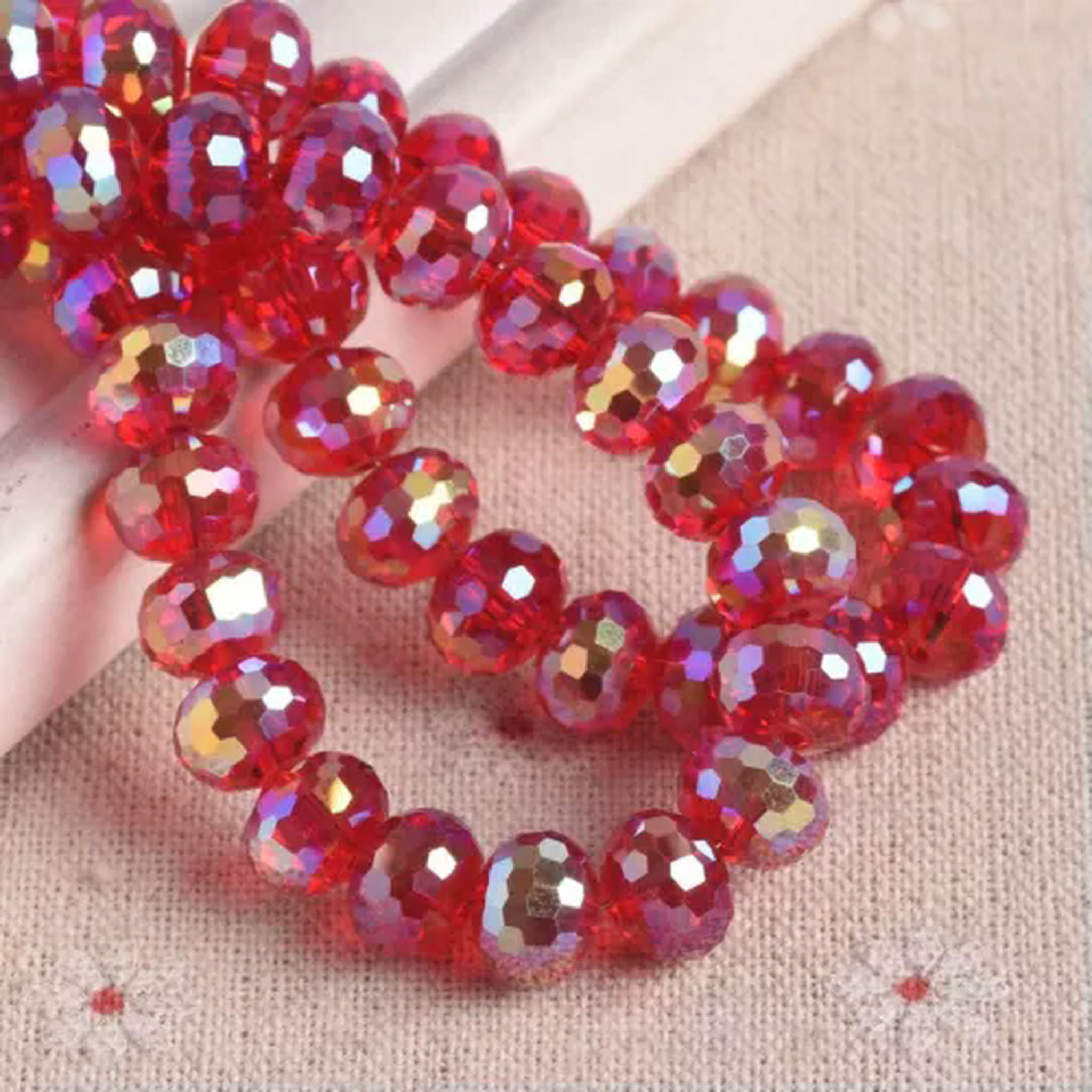 U8MO 20pcs 7x10mm Shiny Rondelle 96 Facets Faceted Crystal Glass Loose ...