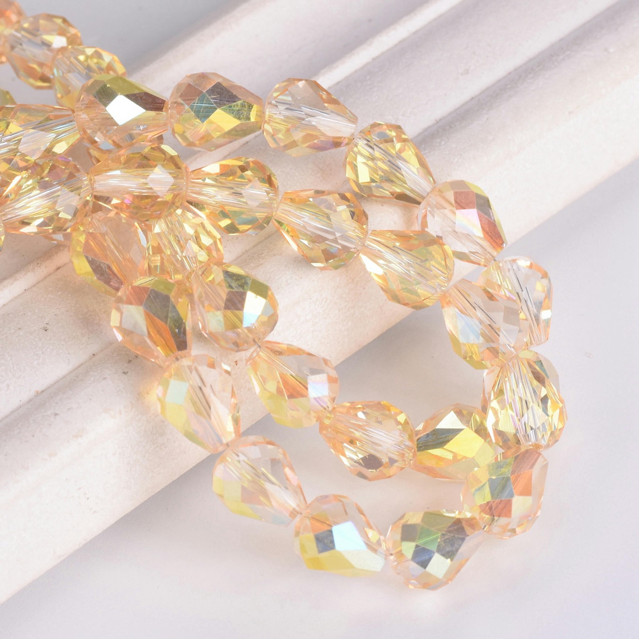 U8MO 20pcs 9x8mm Teardrop Faceted Shiny Crystal Glass Loose Beads For ...