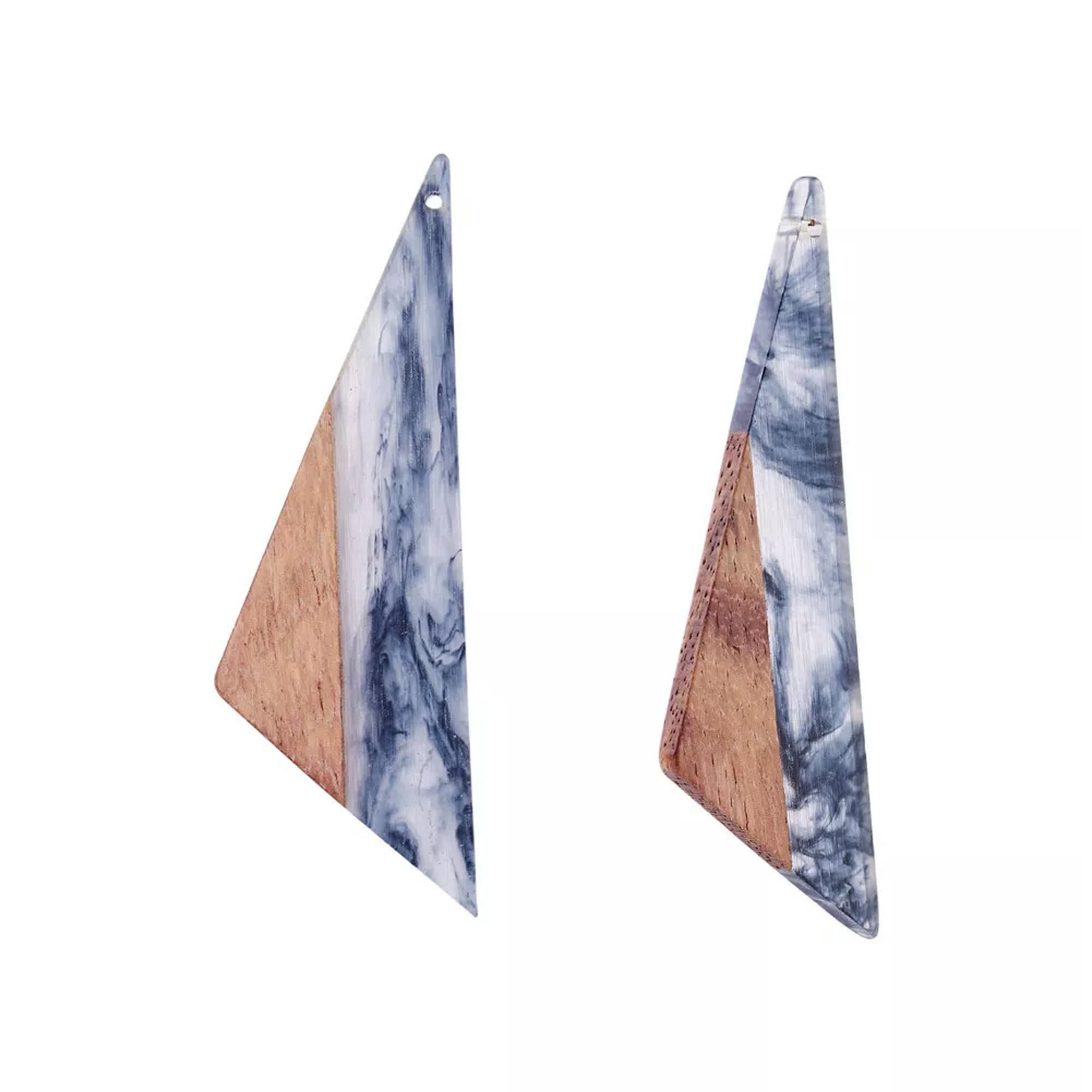 U8MO 20pcs Resin Walnut Wood Triangle Pendants Two Tone DIY Earring ...