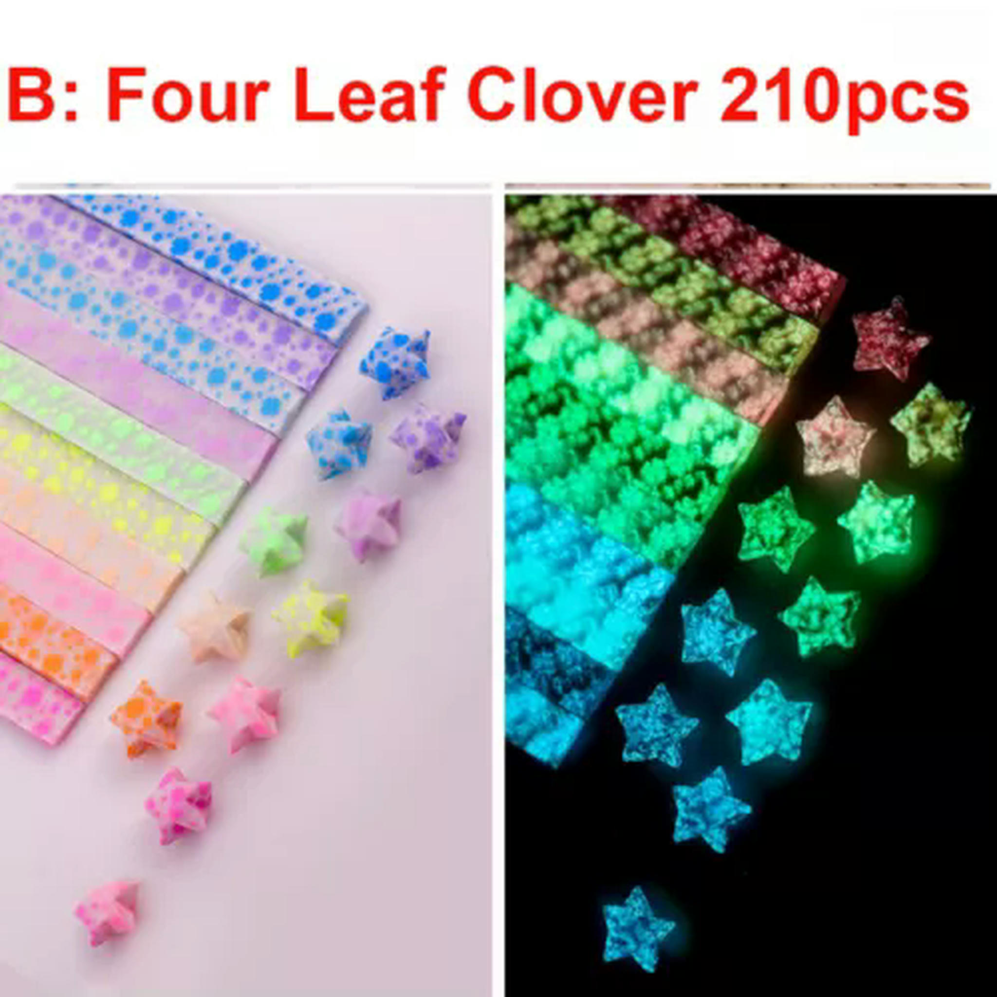 U8MO 210 Strips Folding Origami Luminous Lucky Wish Star Paper Glows in ...
