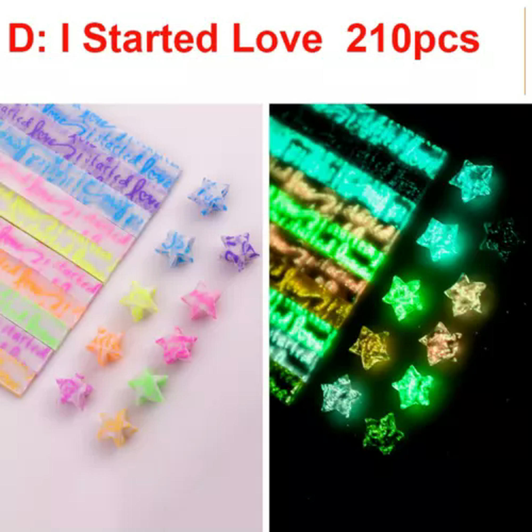U8MO 210 Strips Folding Origami Luminous Lucky Wish Star Paper Glows in ...