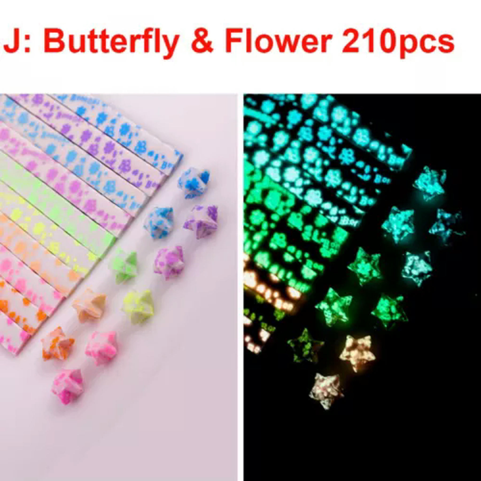 U8MO 210 Strips Folding Origami Luminous Lucky Wish Star Paper Glows in ...