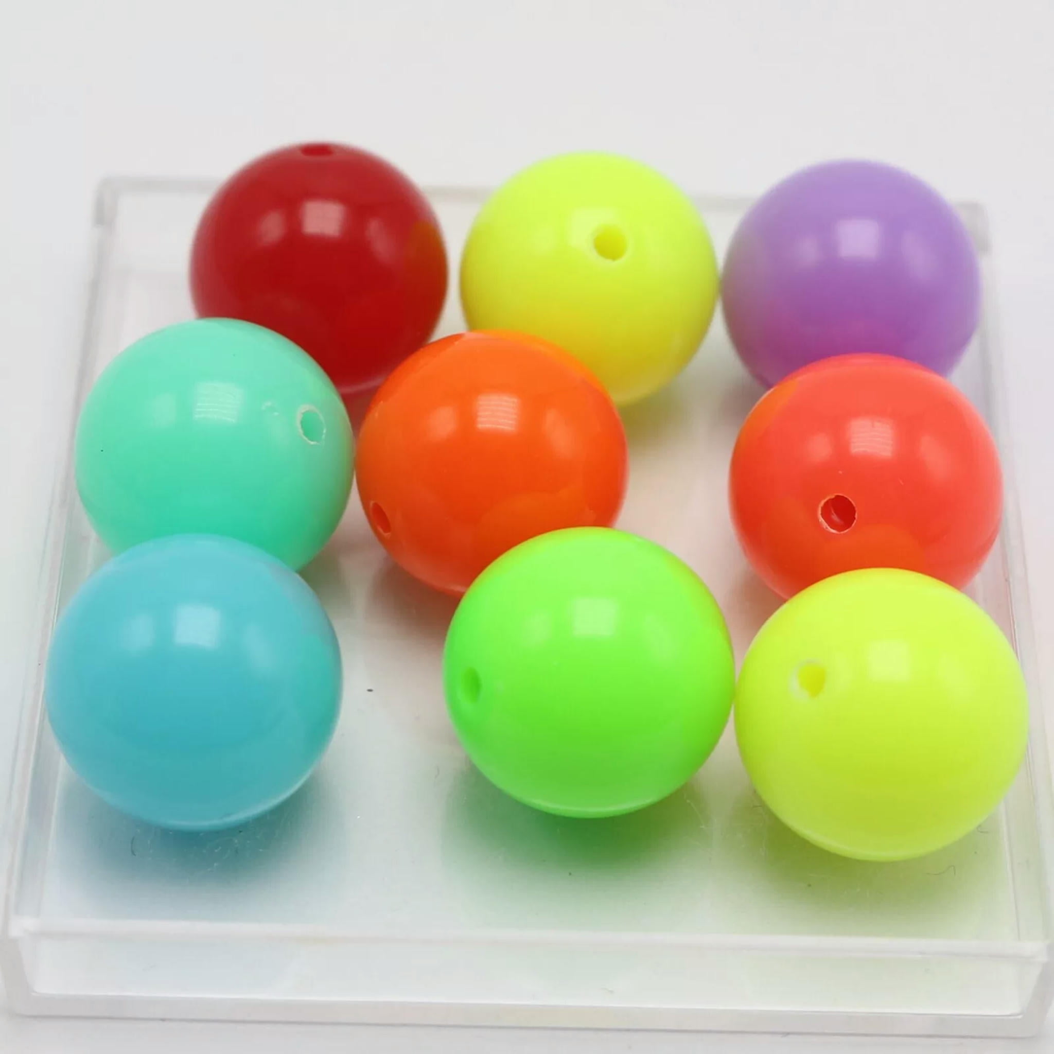U8MO 25 Mixed Neon Color Acrylic Large Round Beads 16mm Smooth Ball ...