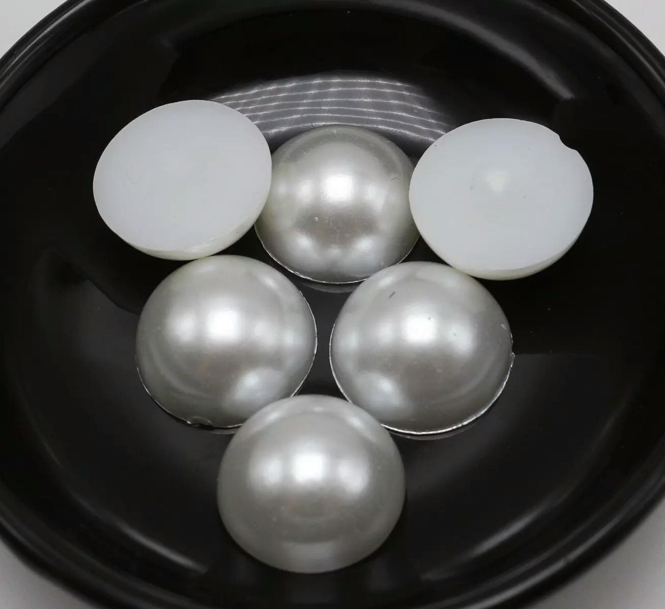 U8MO 25 Pure White FlatBack Acrylic Half Pearl Bead 20mm Flat Back ...