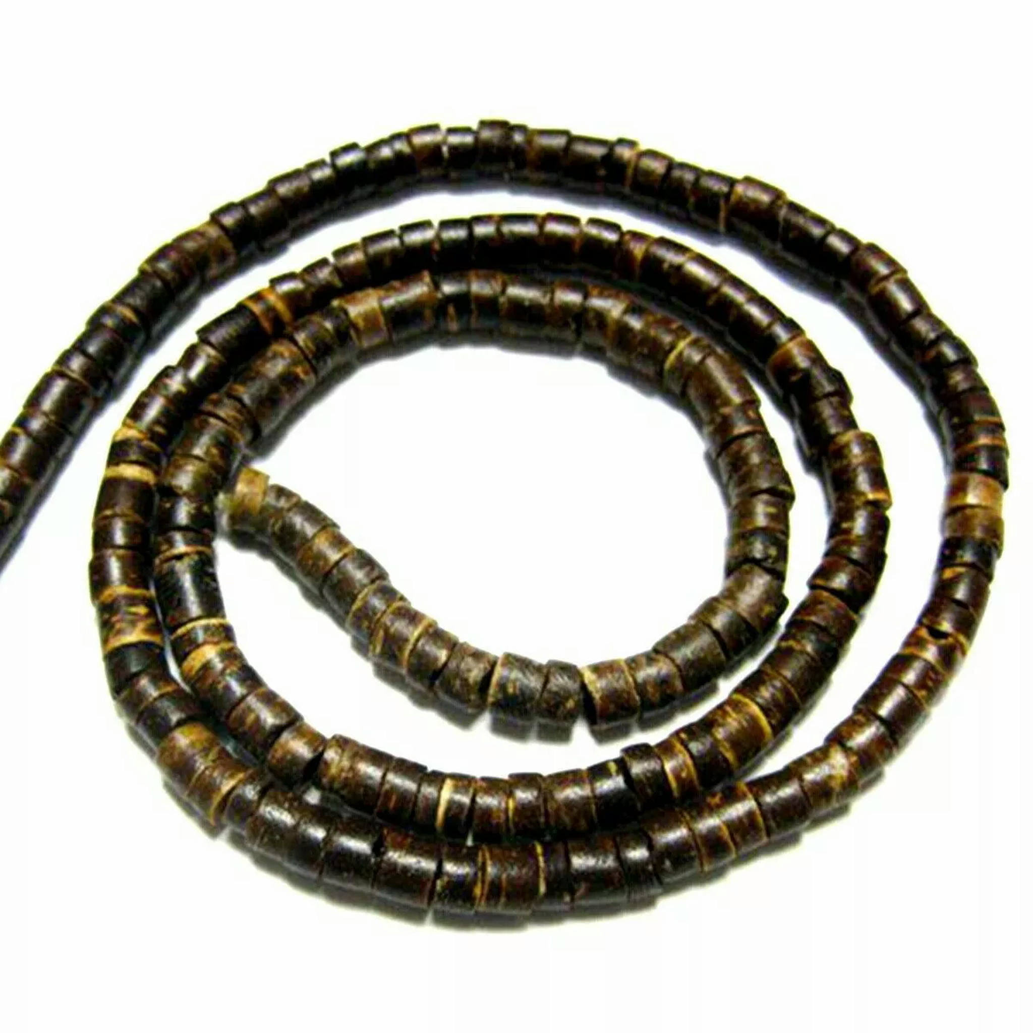 U8MO 25 Strands of 22" Natural Dark Coconut Column Heishi Beads 5mm ...
