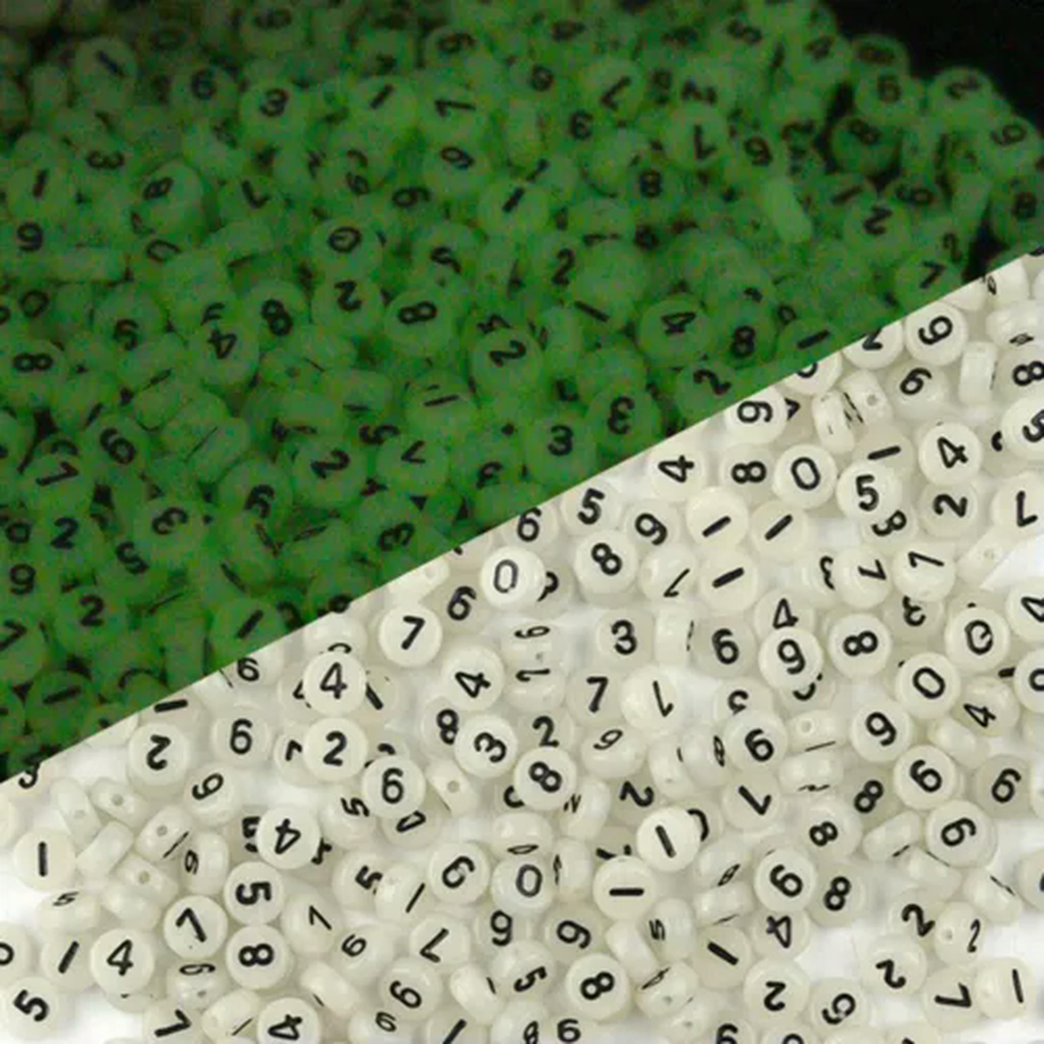 U8MO 250 Assorted Acrylic Alphabet Letter Number Coin Beads 4X7mm Glow ...