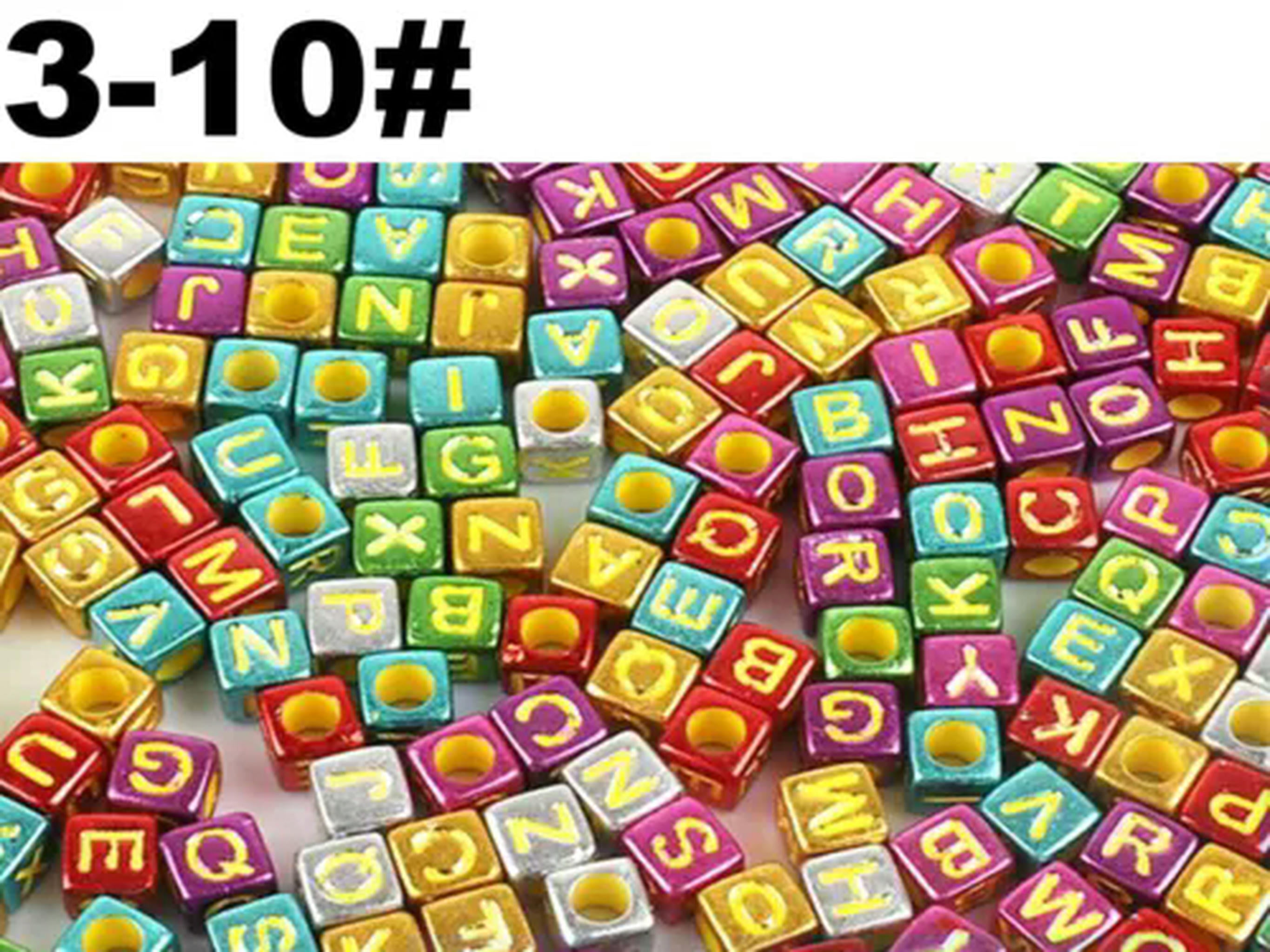 U8MO 250 Assorted Alphabet Letter Acrylic Cube Pony Beads 6X6mm Jewelry ...