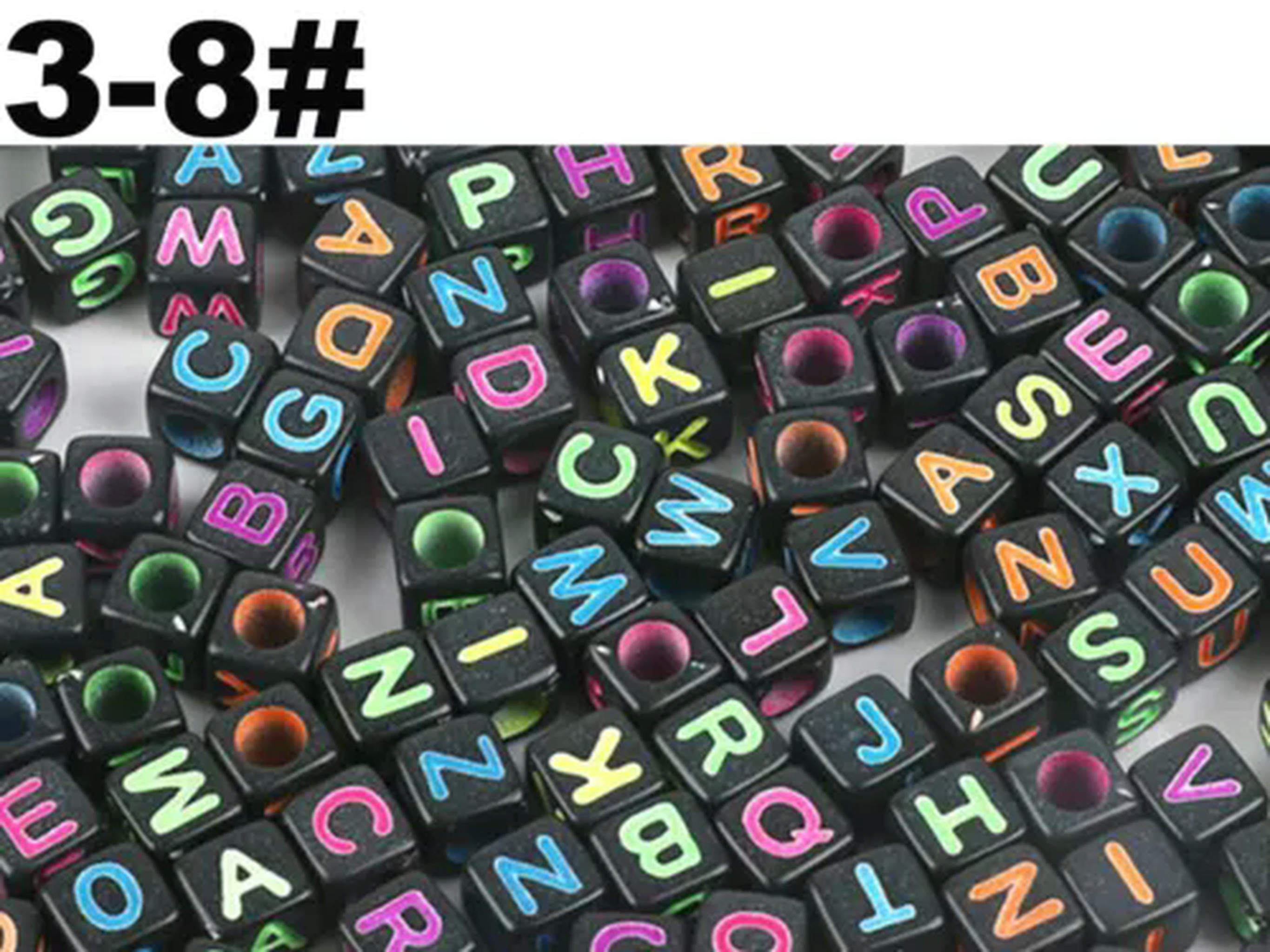 U8MO 250 Assorted Alphabet Letter Acrylic Cube Pony Beads 6X6mm Jewelry ...