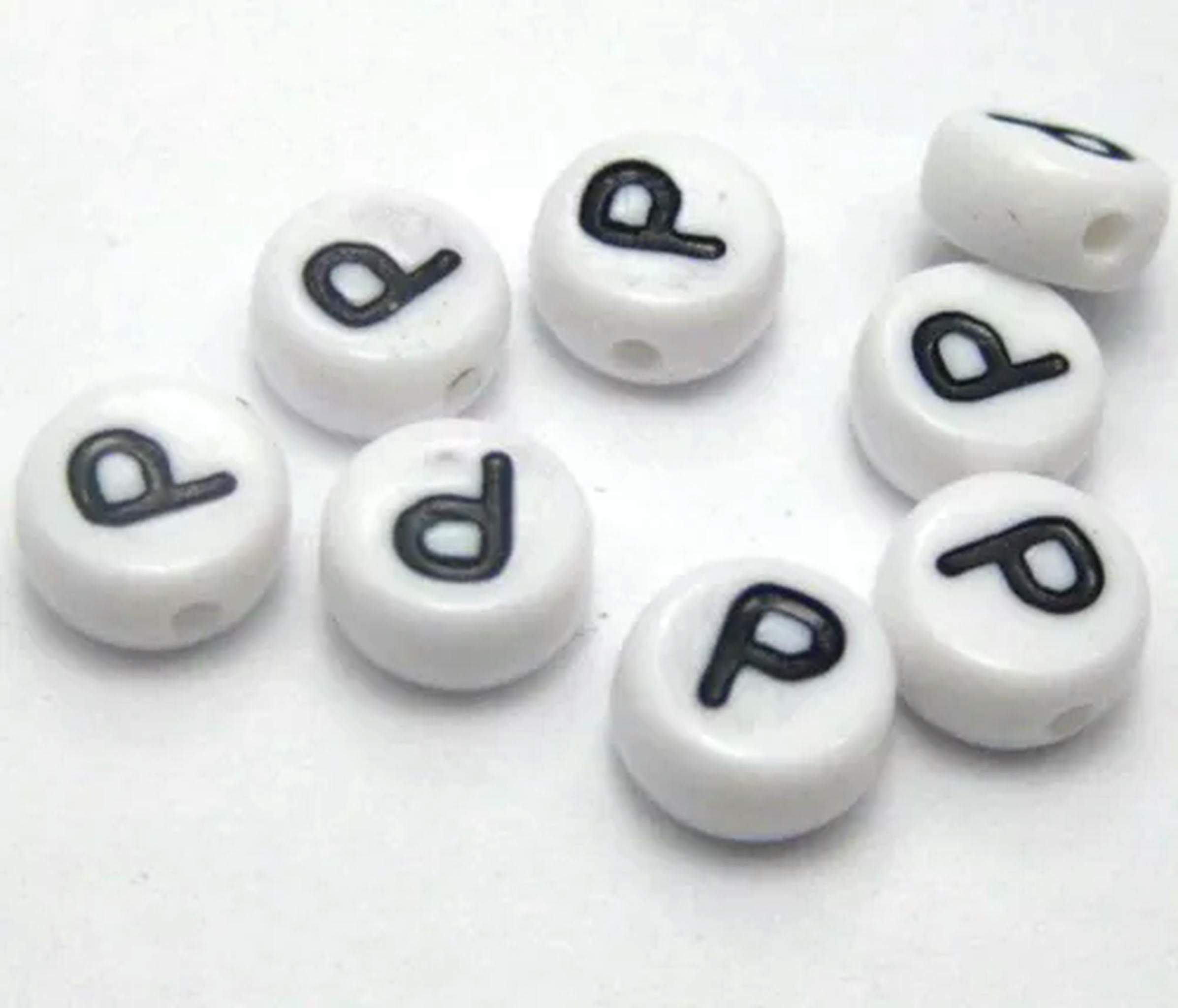 U8MO 250 Black in white Acrylic Alphabet Letter Coin Beads 4X7mm Pick ...