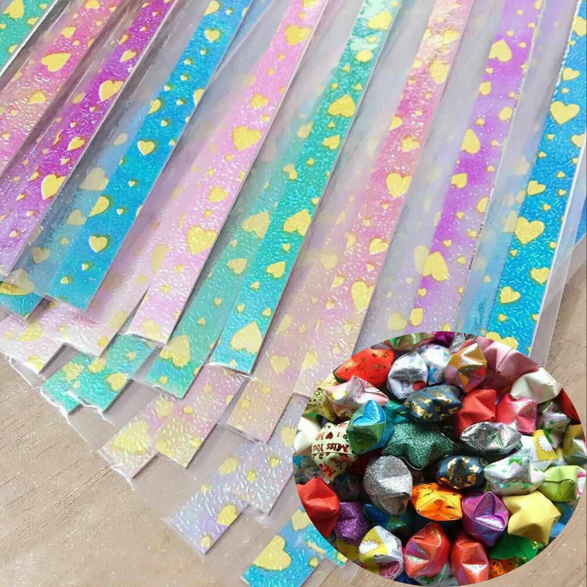 U8MO 250 Strips Shinny Folding Paper Lucky Wish Star Cute Origami Paper ...