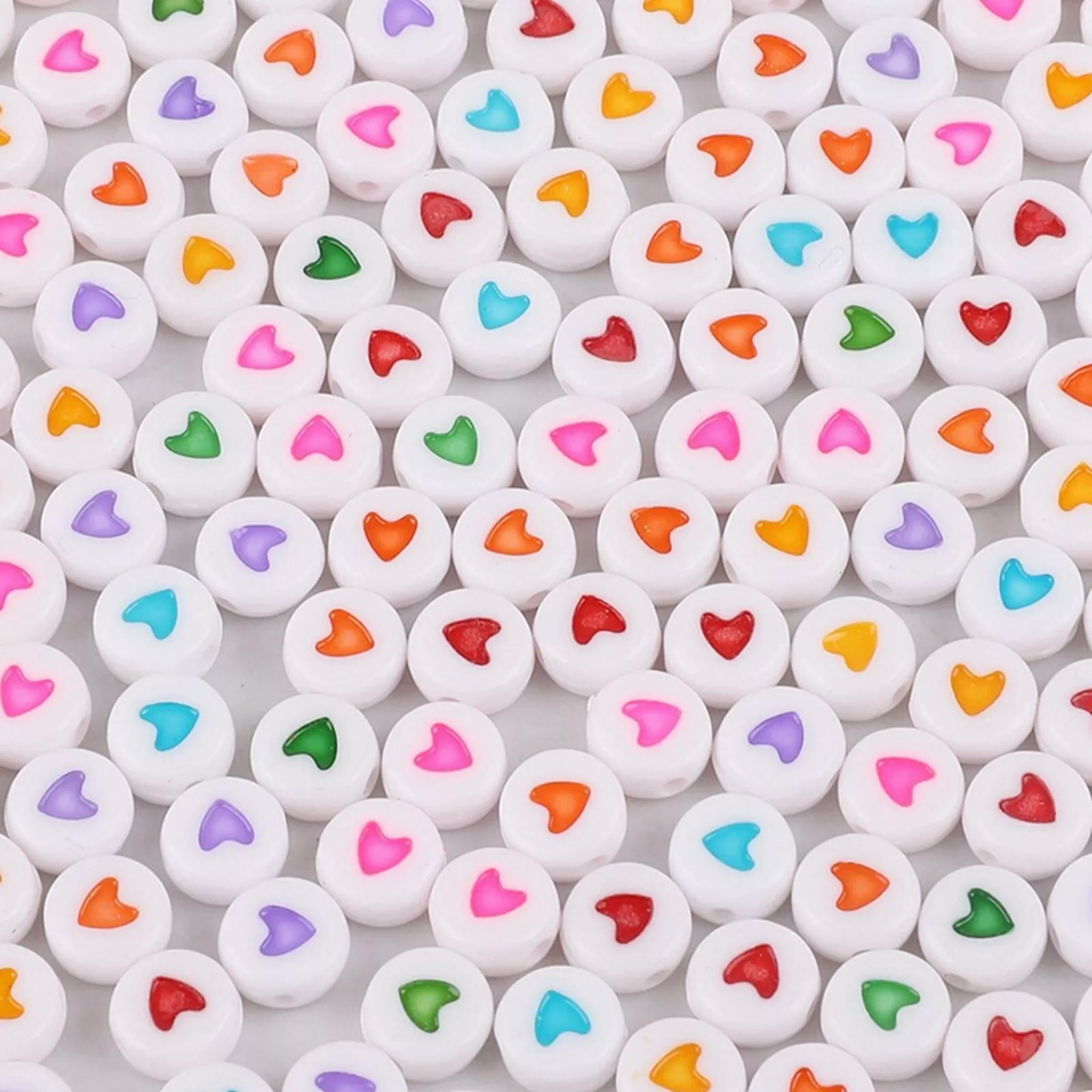 U8MO 250 White with Mixed Color Acrylic Love Heart Coin Beads 4X7mm ...