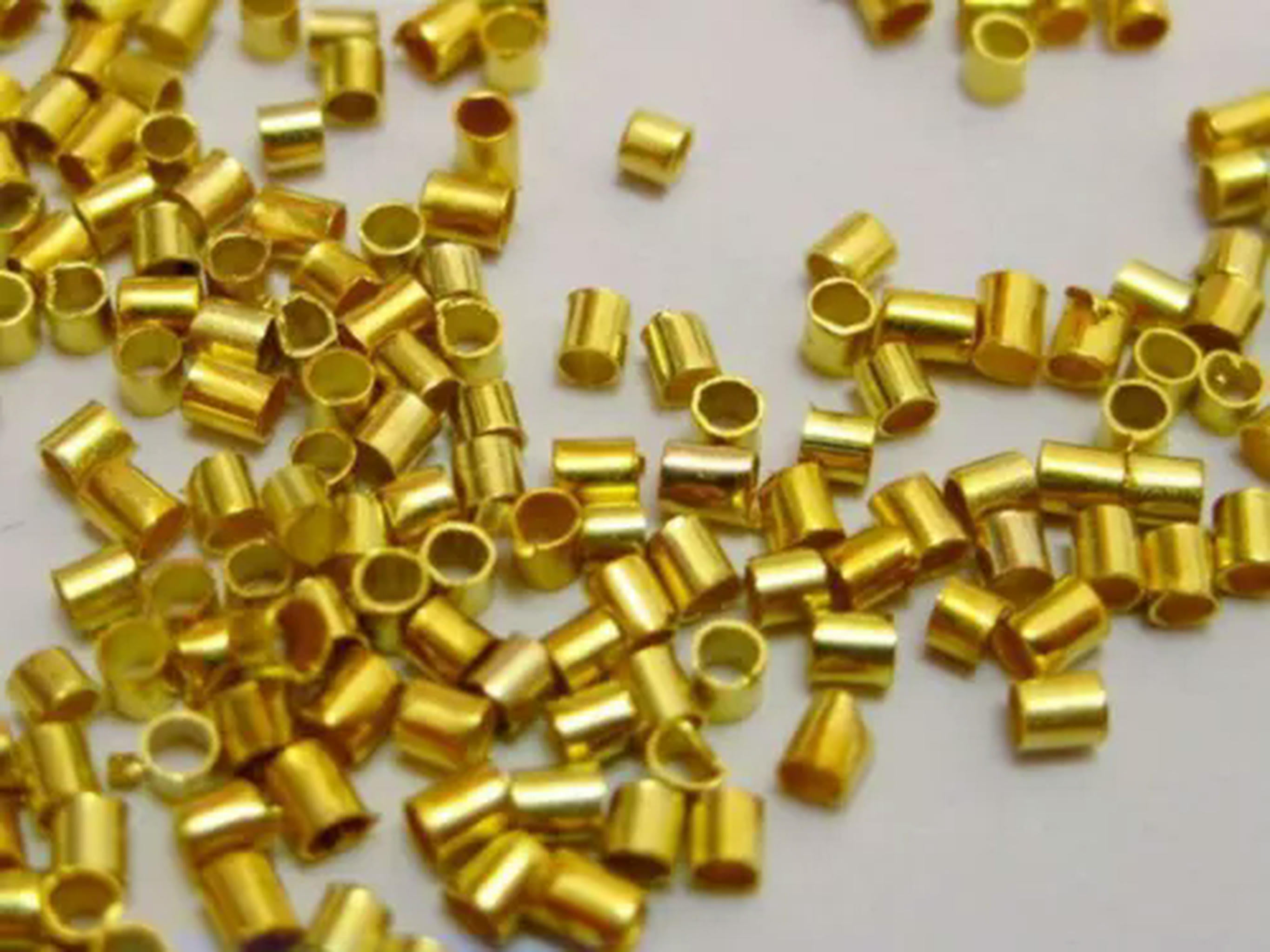 U8MO 2500pcs Brass Tube Crimp End Beads 1.5mm Pick Your Colour-Gold ...