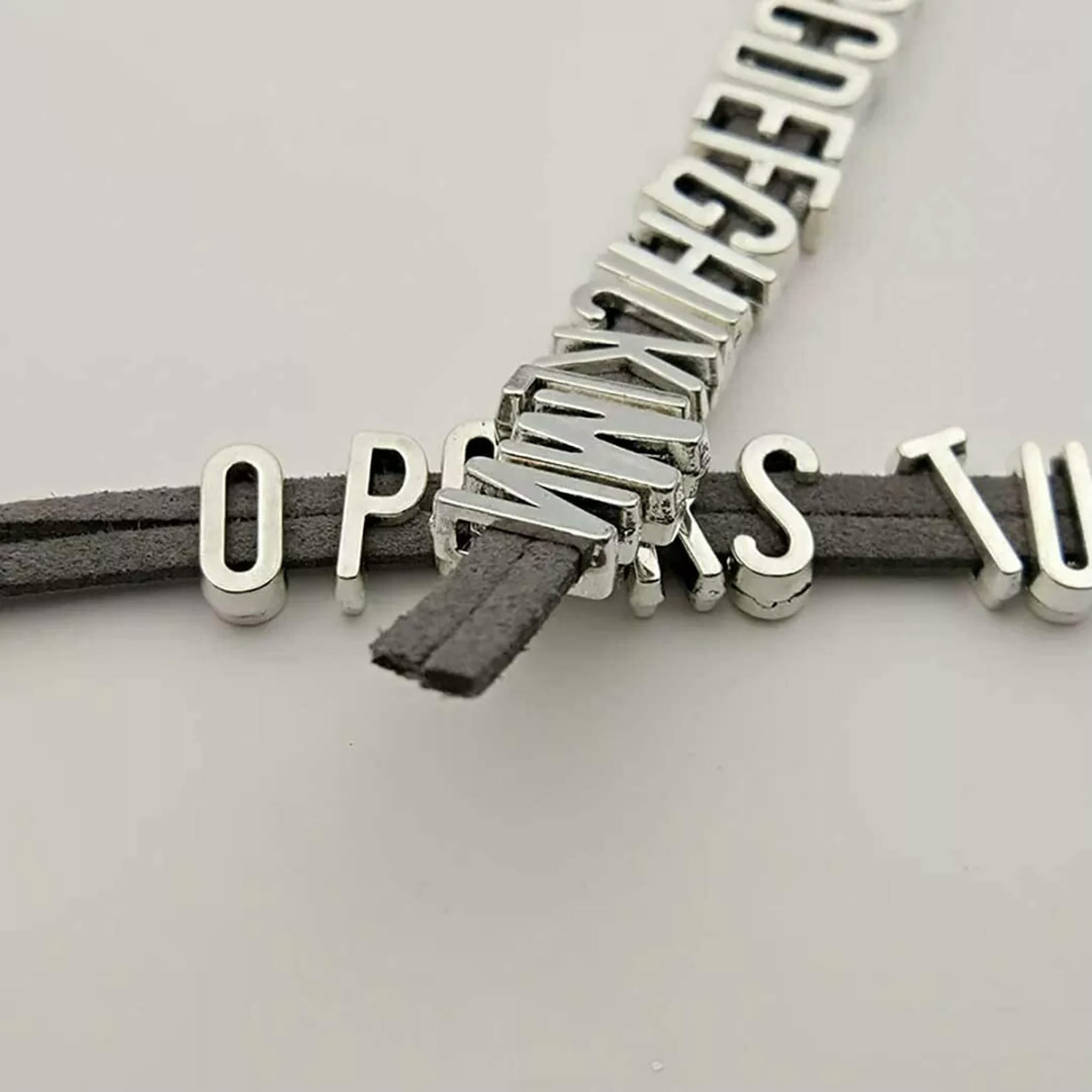 U8MO 26 Alphabet Slide Charms Letter Beads Antiqued Silver Full Set A-Z ...
